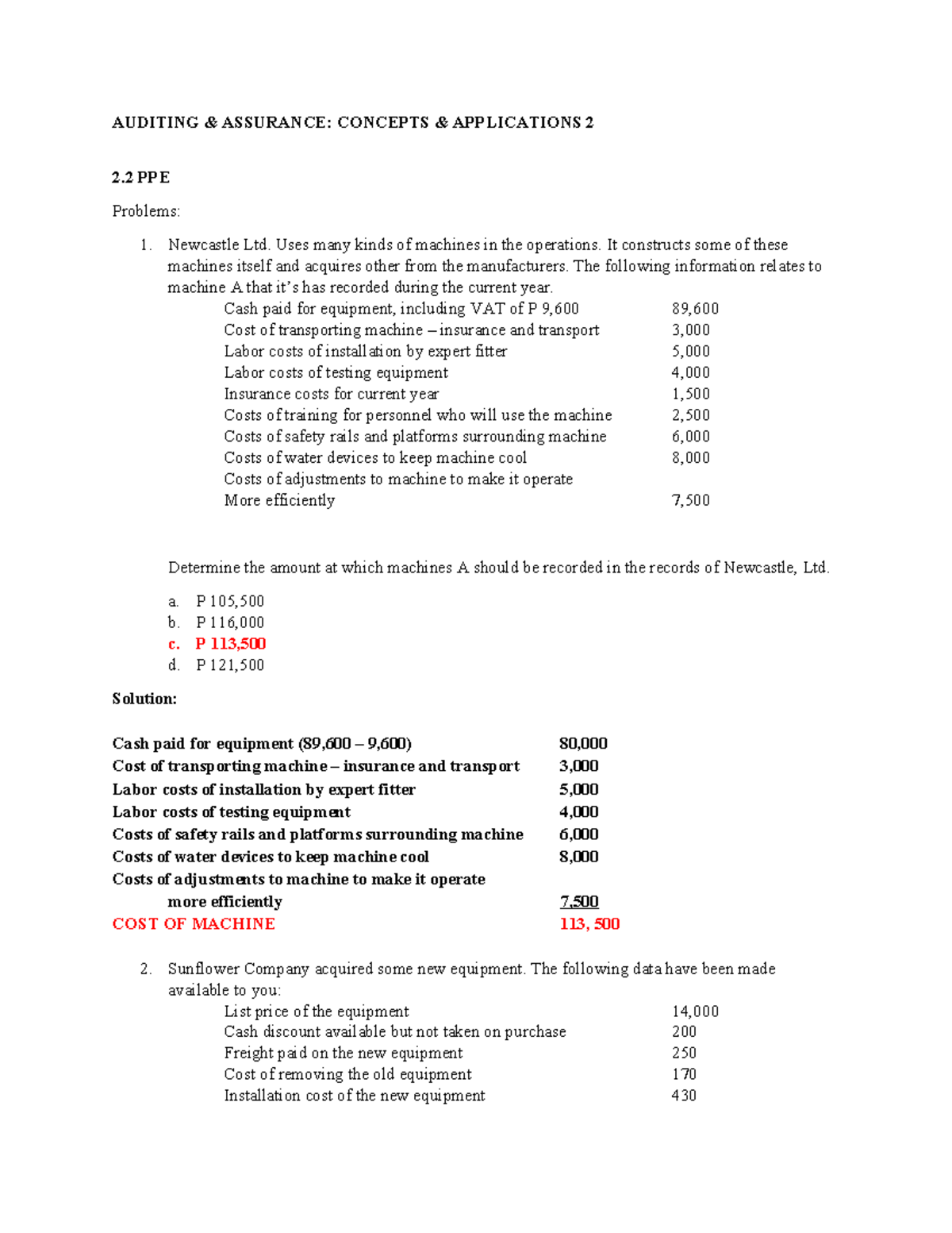 Auditing and Assurance Concepts - AUDITING & ASSURANCE: CONCEPTS & APPLICATIONS 2 2 PPE - Studocu