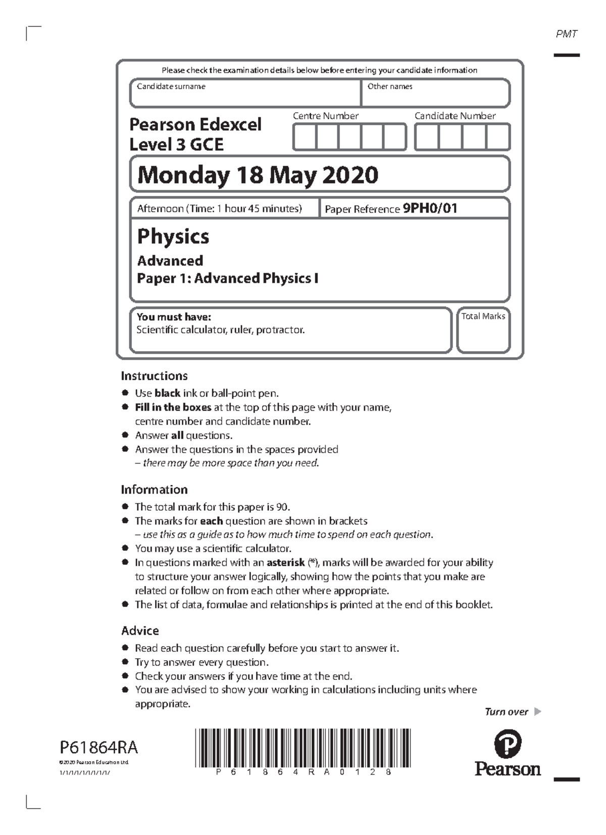 June 2020 QP - Paper 1 Edexcel Physics A-level - Please check the ...