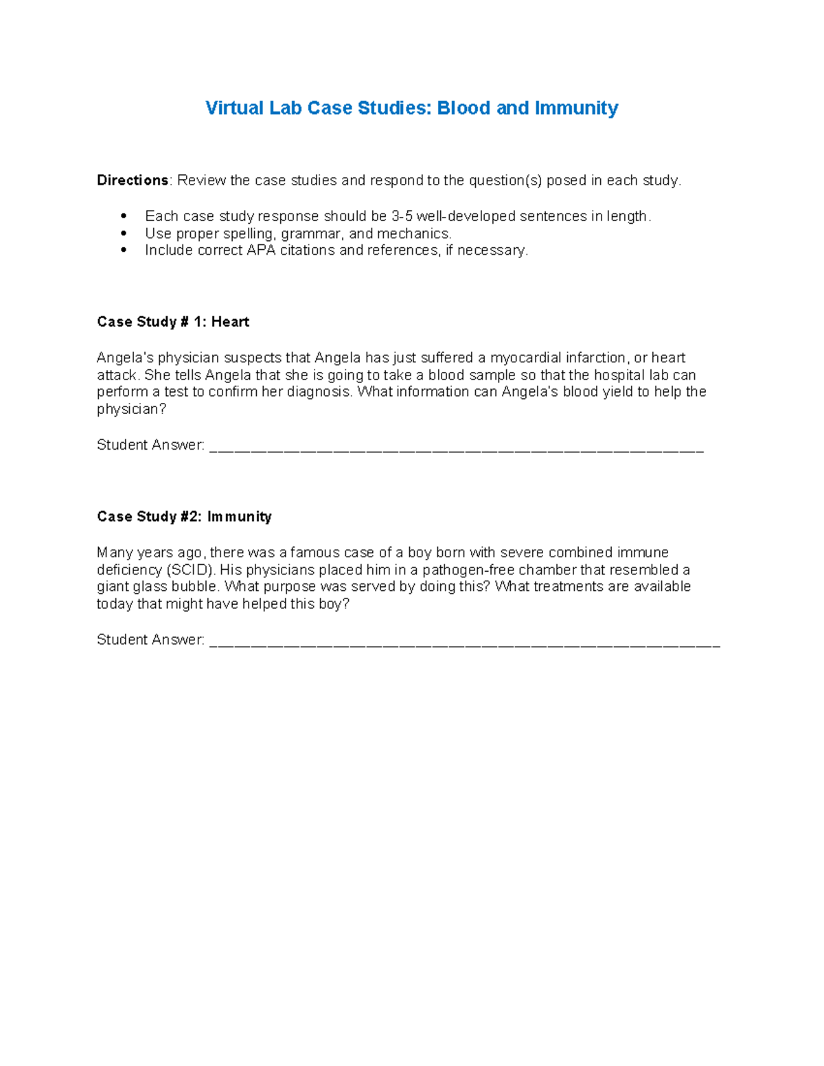 AHP106 Wk4 Virtual Lab - Virtual Lab Case Studies: Blood and Immunity ...