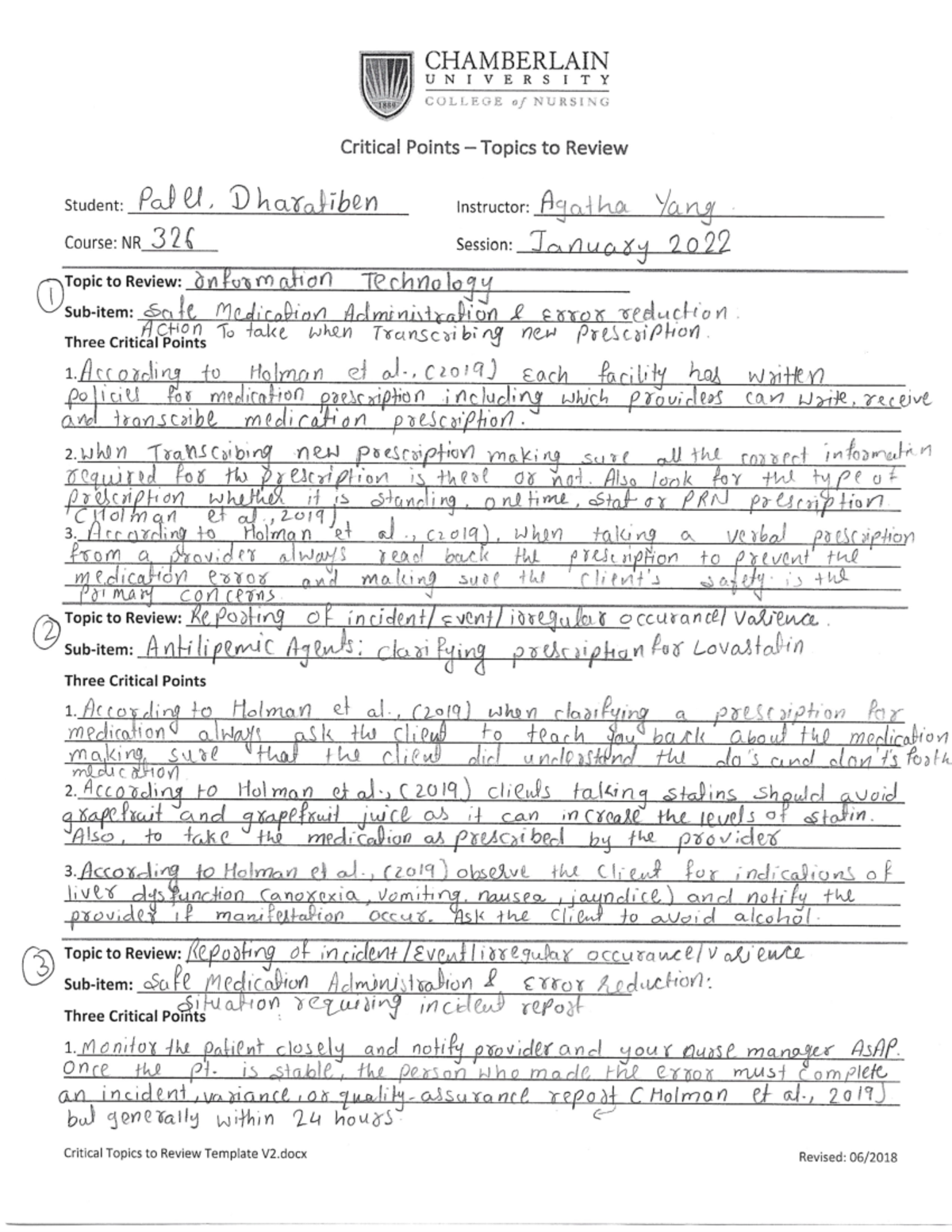 Pharm CMS critical review points - NURS 352 - Studocu