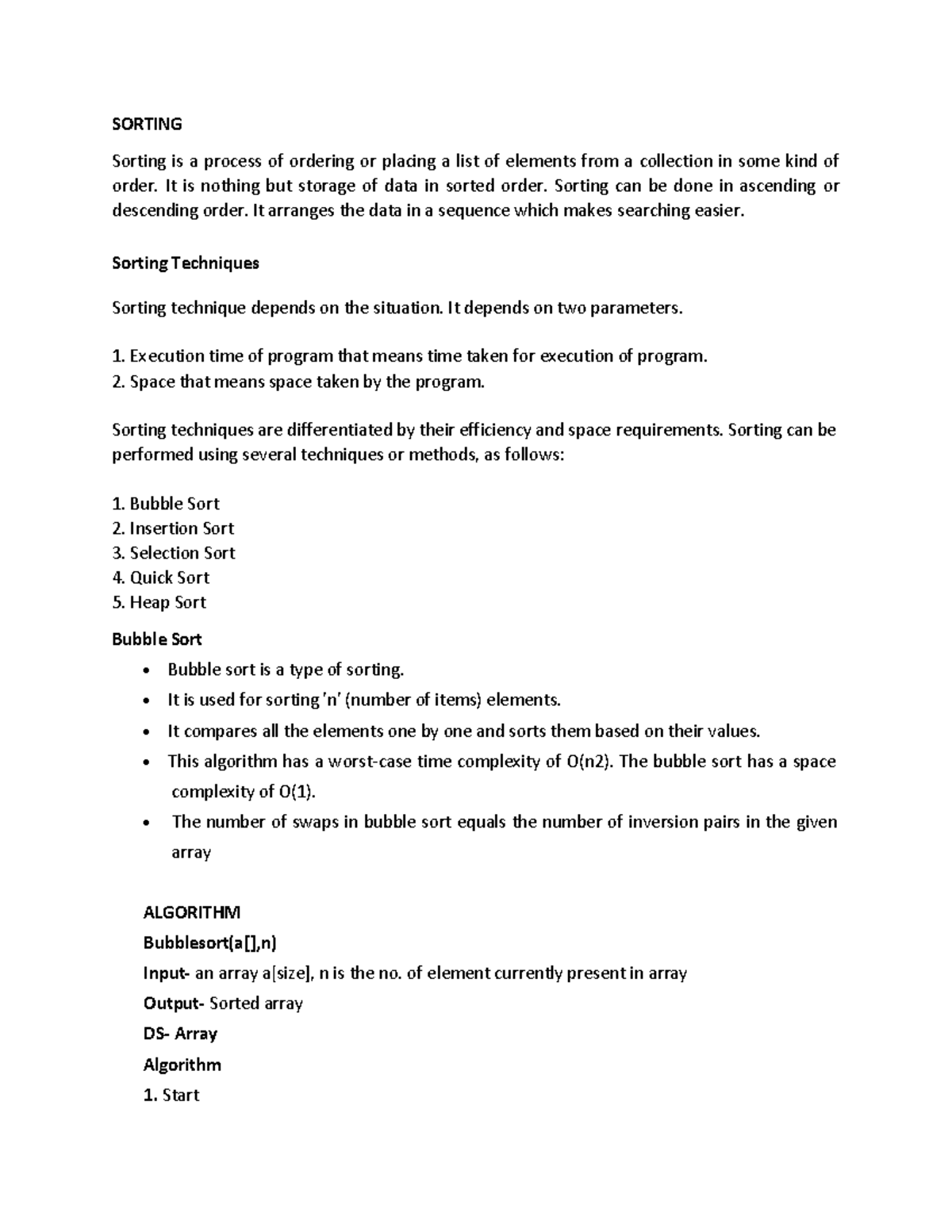 Sorting - SORTING Sorting is a process of ordering or placing a list of ...