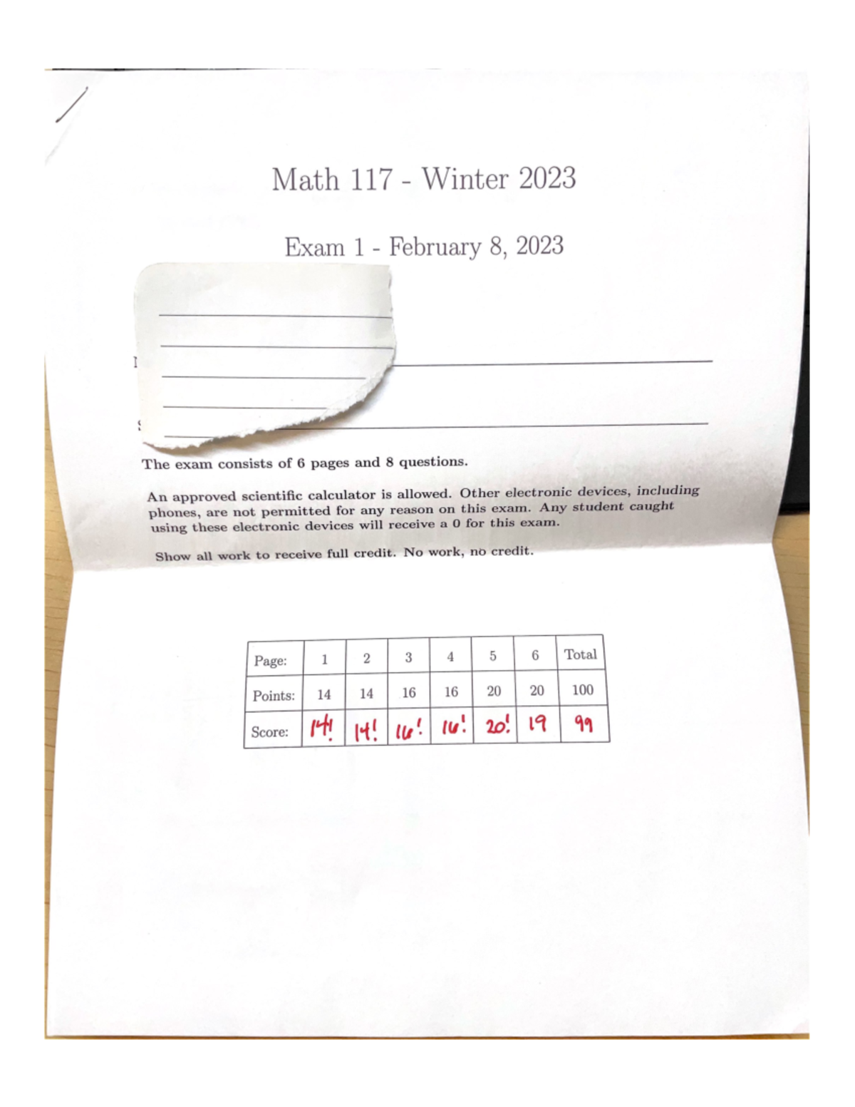 Math 117 - Mideterm I - Winter 2023 - Math 117 Winter 2023 Exam 1 ...