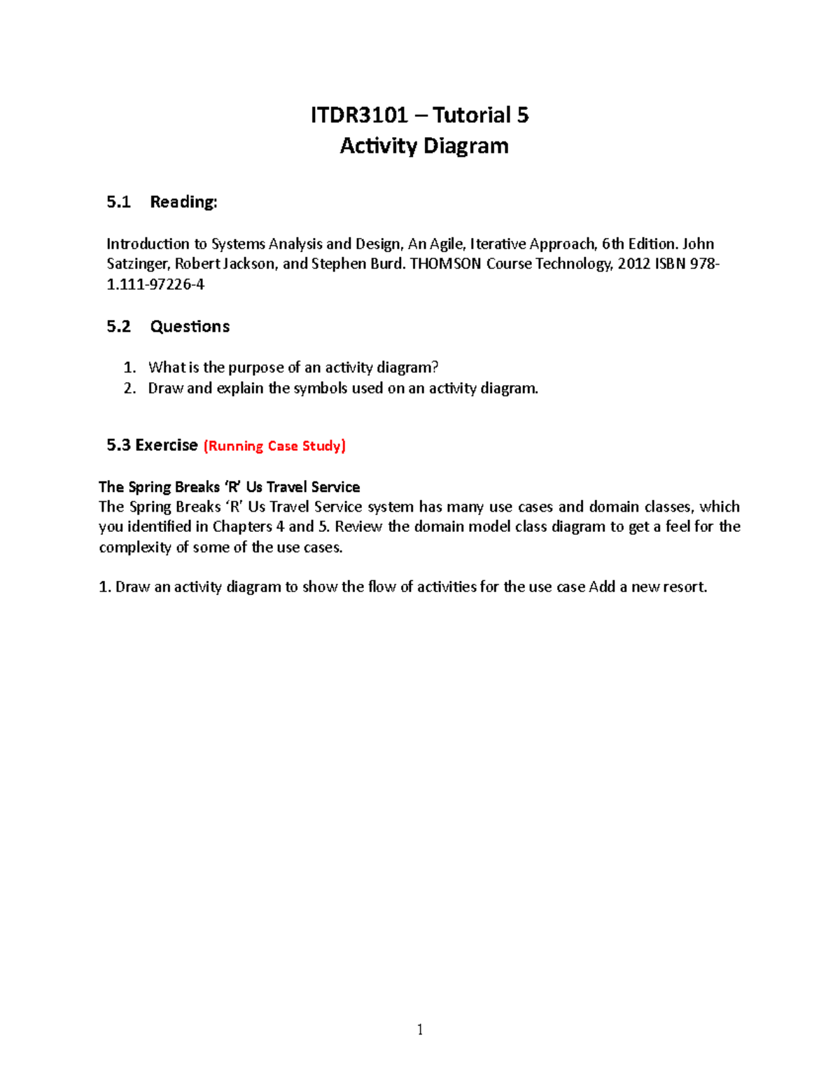 Tutorial 5 - Activity Diagram - System analysis and design - Ibri ...
