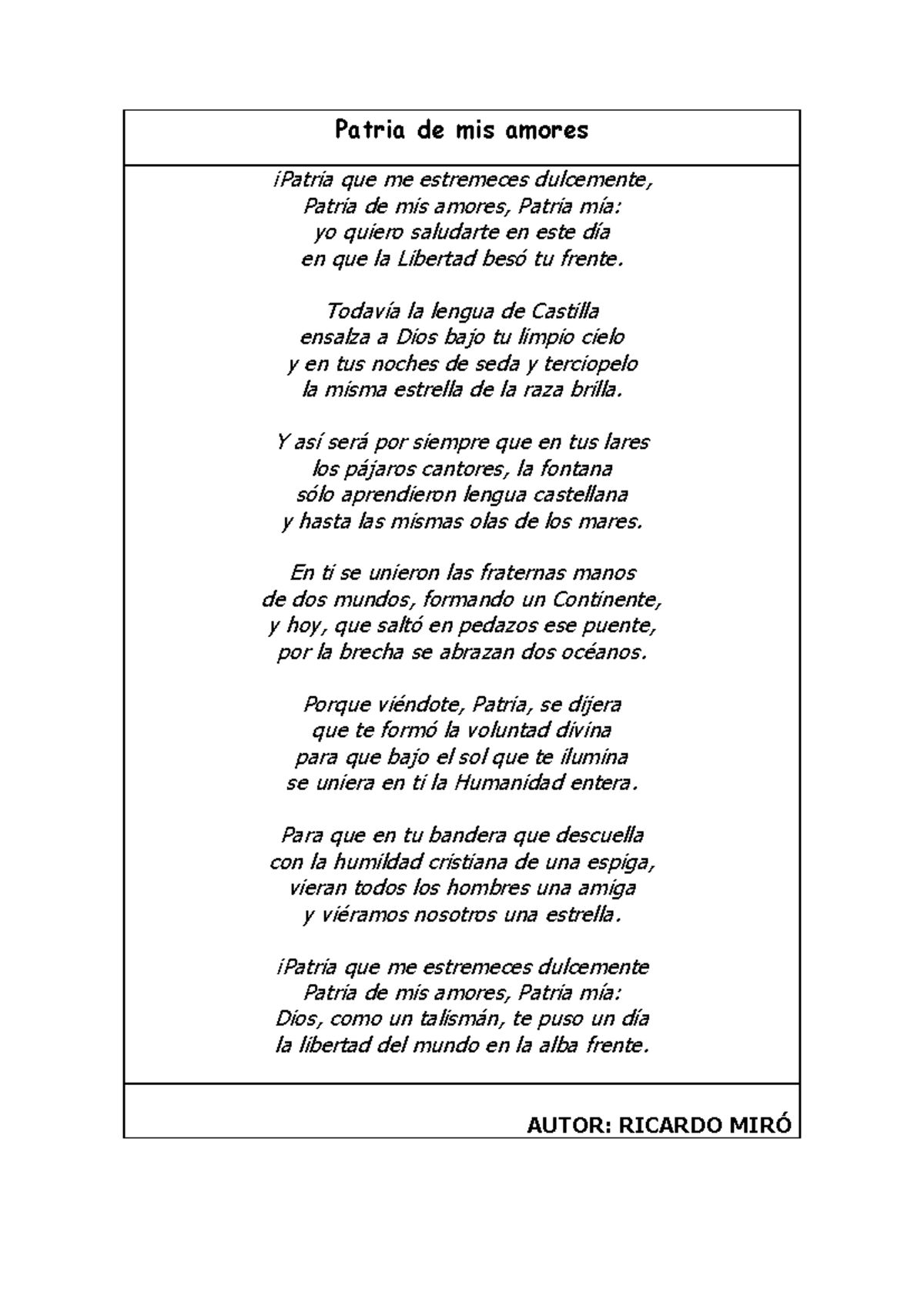 Poesc 3ada patria de mis amores - Patria de mis amores ¡Patria que me ...