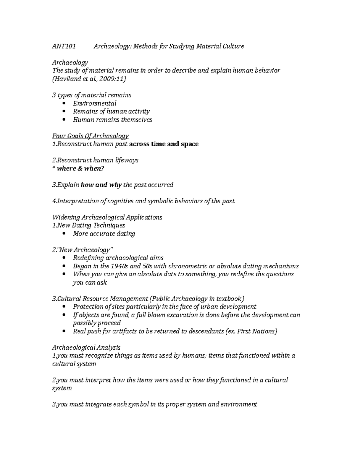 Lecture 7 and 8 Slides ANT - ANT101 Archaeology: Methods for Studying ...