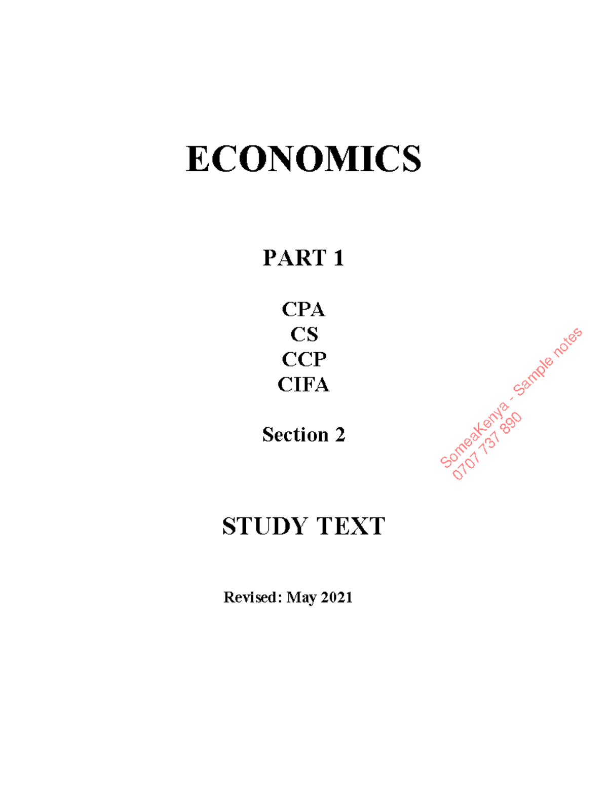 Economics - accounting - PART 1 CPA CS CCP CIFA Section 2 STUDY TEXT ...