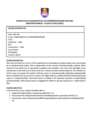 ENT530 Background Intro - 1 INTRODUCTION 1 Background Study The course ...