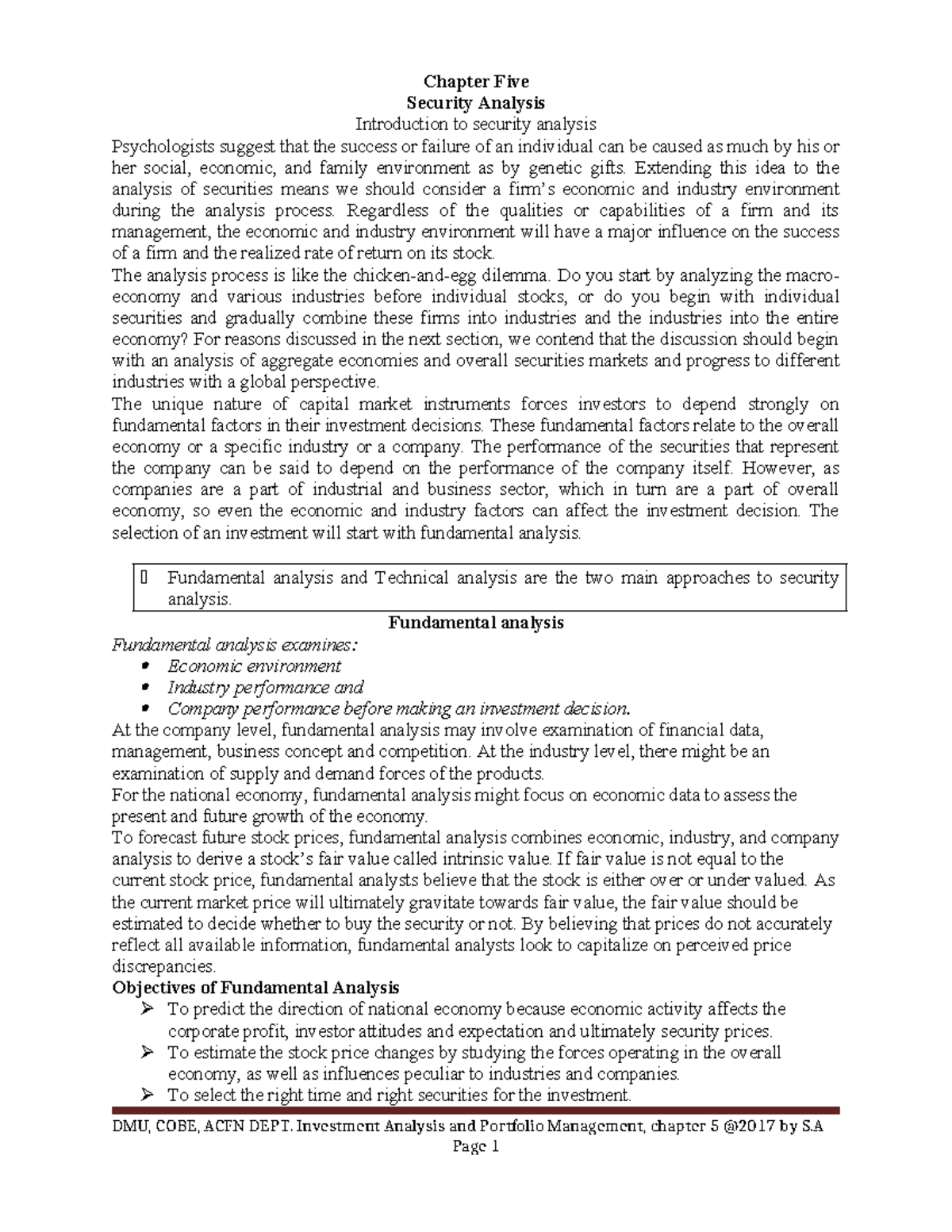 Investement Analysis and Portfolio Management Chapter 5 - Chapter Five ...