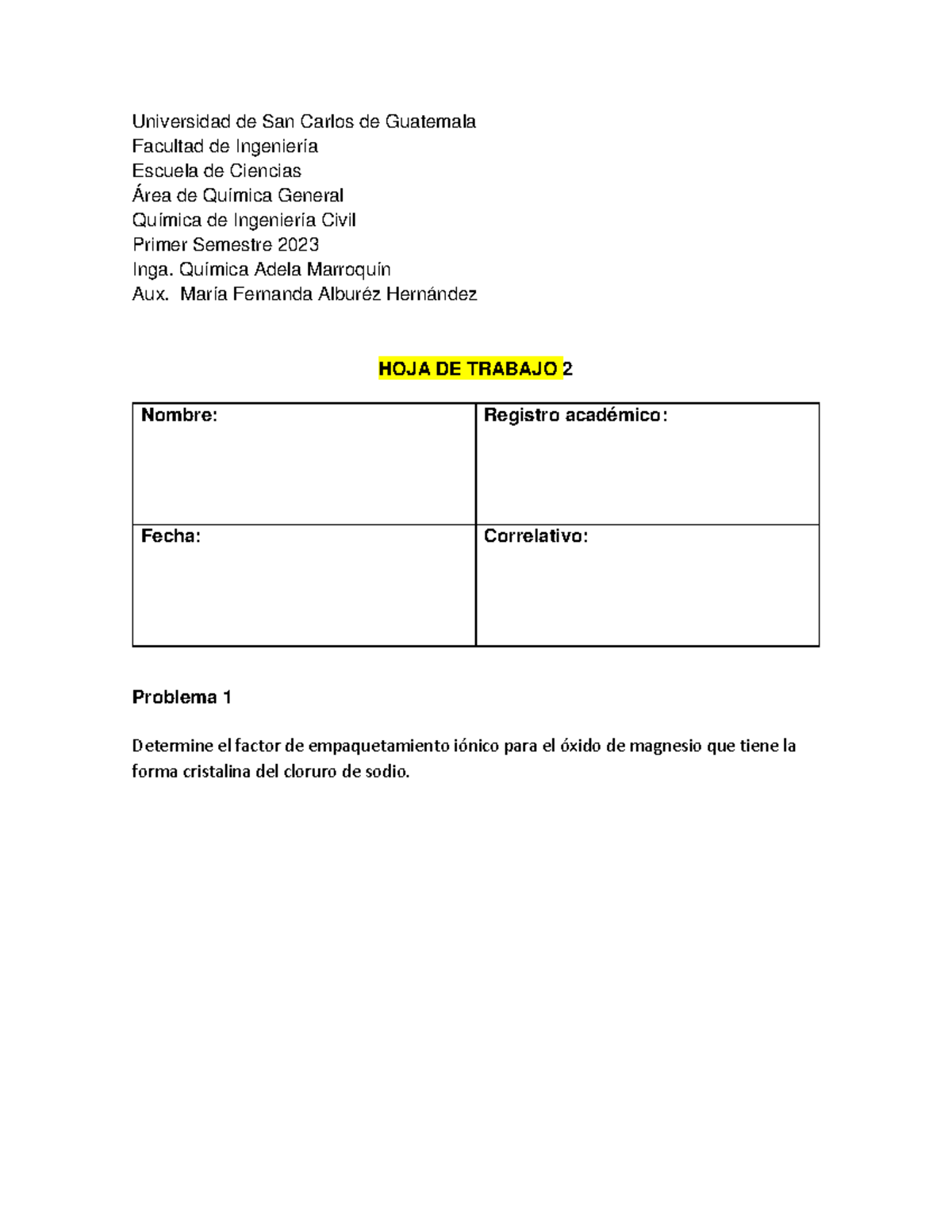 Hoja de T 1S 2023 - Hoja de trabajo 1semestre flisica basica ...