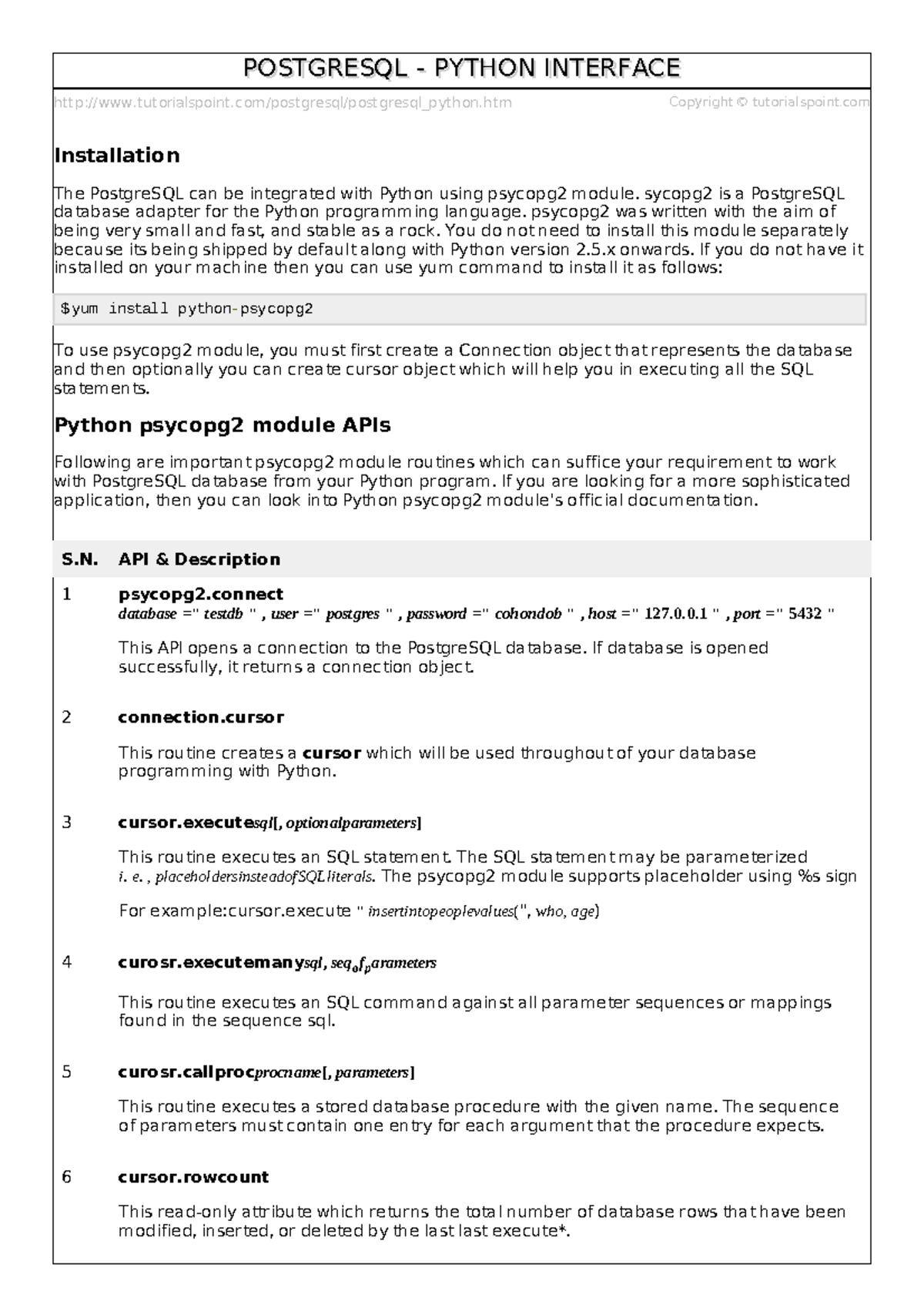 Postgresql Python Tutorialspointpostgresqlpostgresqlpythonhtm 1077
