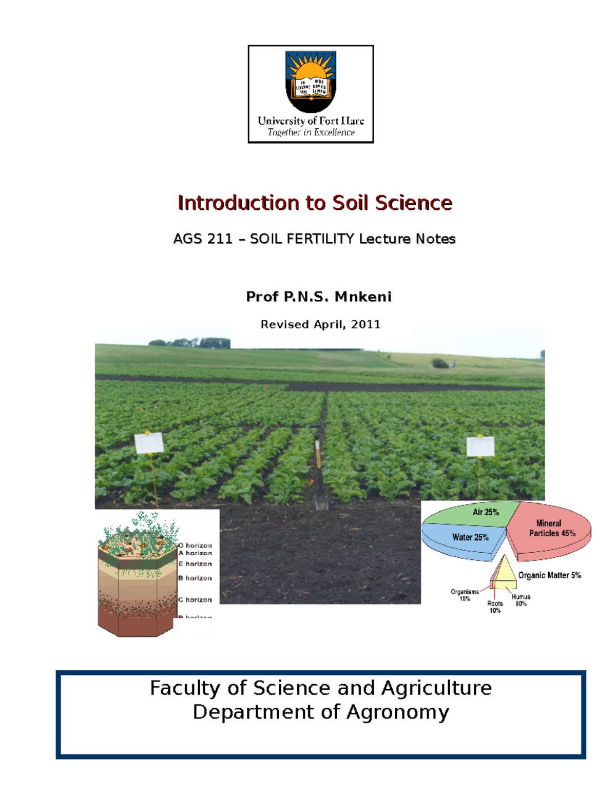 AGS 211 Soil Fertility Lecture notes - Introduction to Soil ...