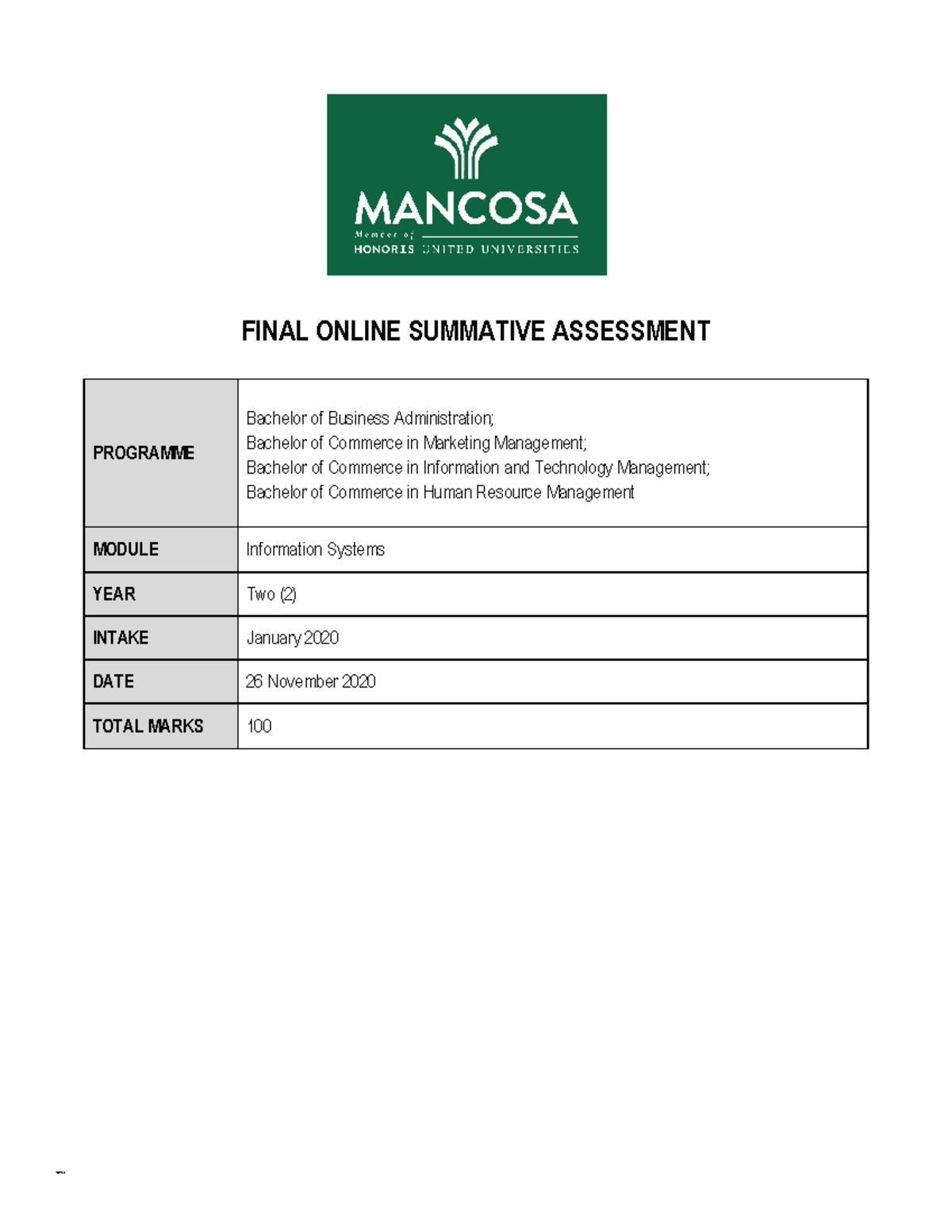 BCOM ITM Information Systems Final - vmc FINAL ONLINE SUMMATIVE ...
