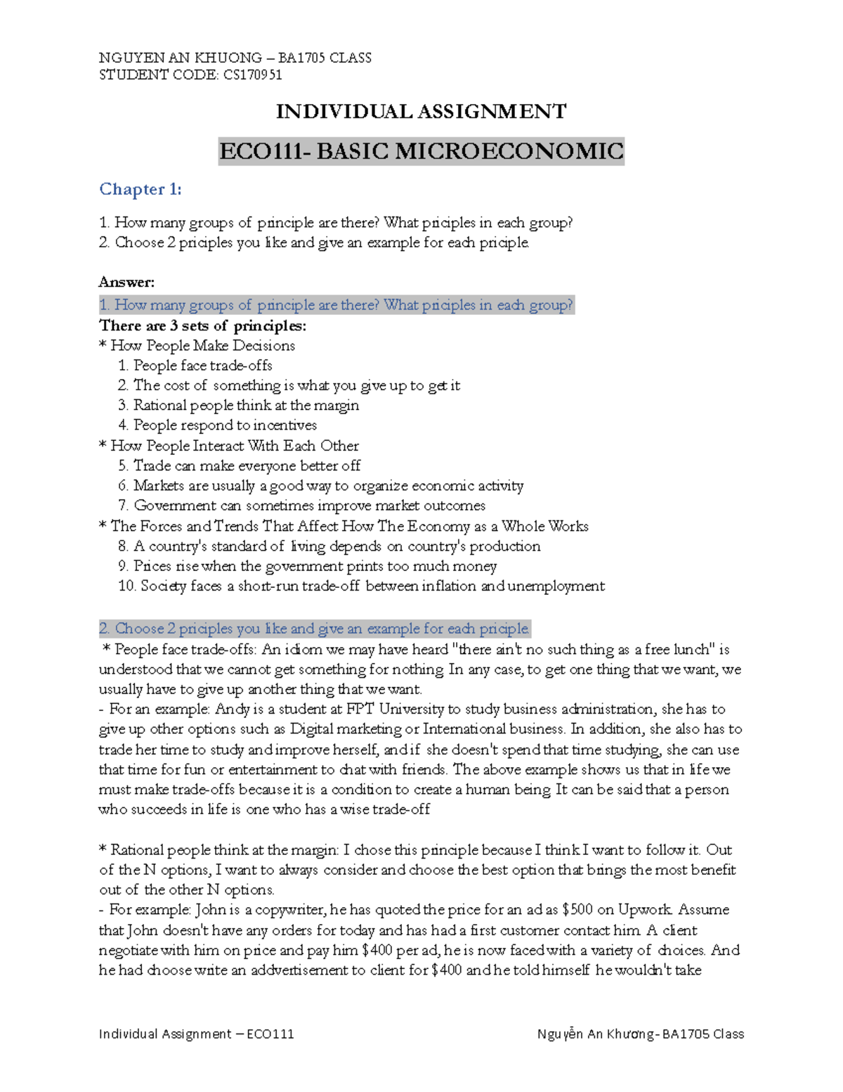 Nguyen AN Khuong - Assignment ECO111 - STUDENT CODE: CS INDIVIDUAL ...
