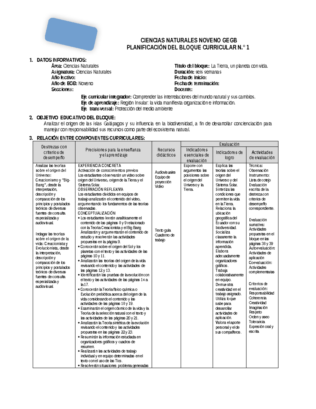 Ciencias Naturales Noveno GEGB Curriculum 2016 - CIENCIAS NATURALES ...