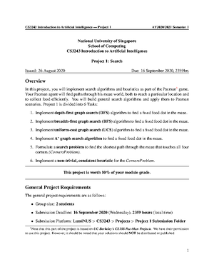Tutorial 1 CS3243 Intro to Artificial Intelligence - CS3243 Introduction to Artificial ...