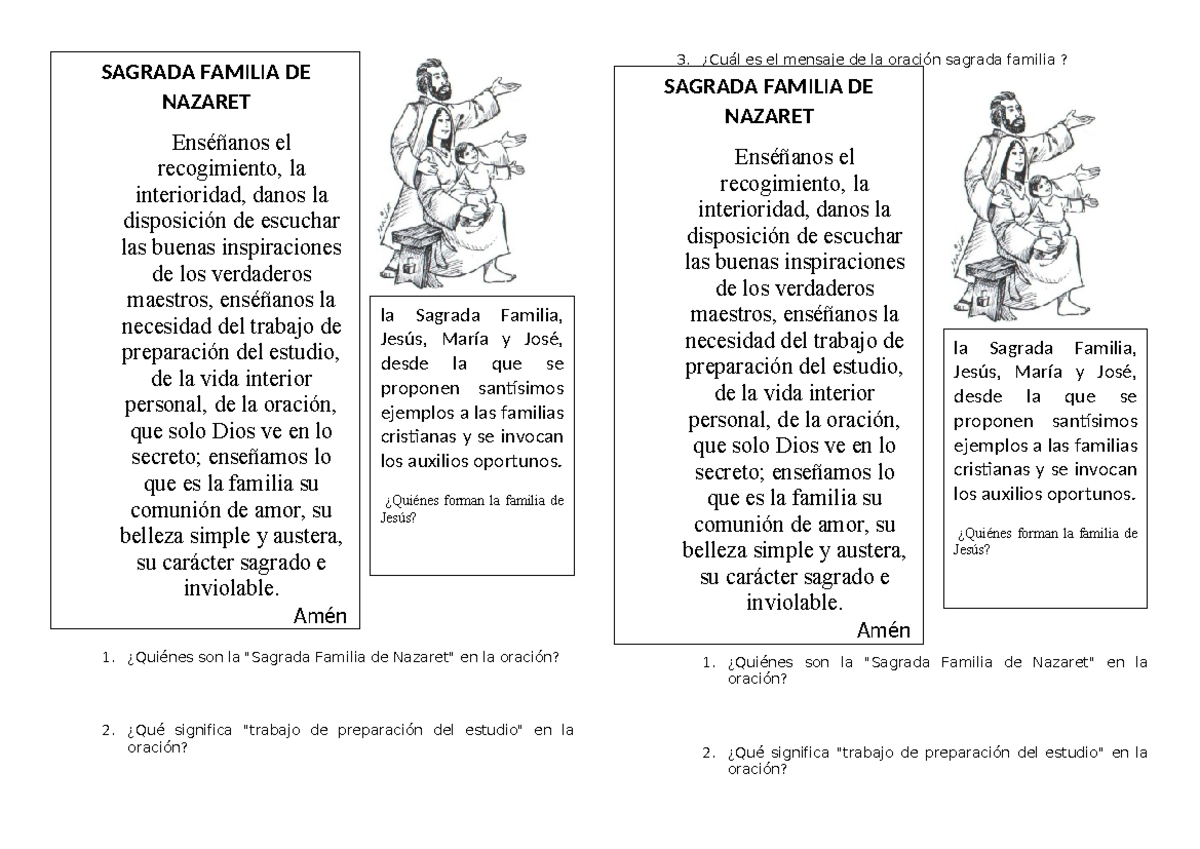 Sagrada familia texto ficha - 1. ¿Quiénes son la "Sagrada Familia de ...