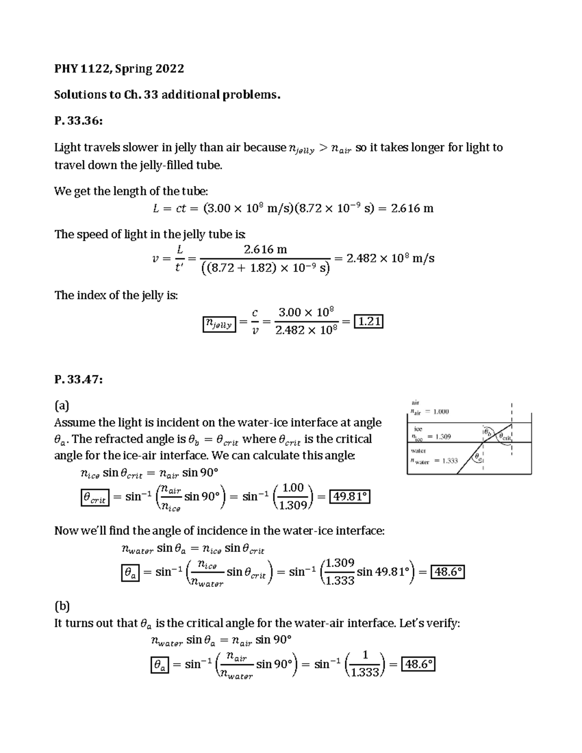 Chapter 33 - Addn problems solutions - PHY 1122, Spring 2022 Solutions ...