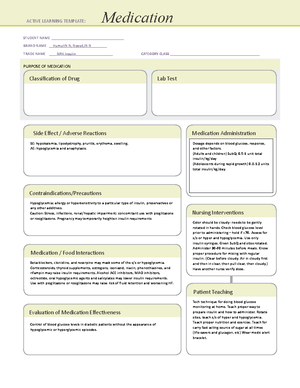 Hypoglycemia - ACTIVE LEARNING TEMPLATES System Disorder STUDENT NAME ...