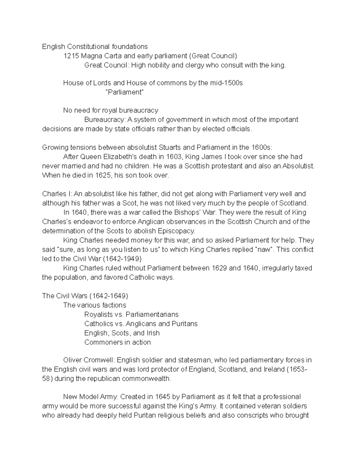 Lecture 2 notes - A Changing Society - English Constitutional ...