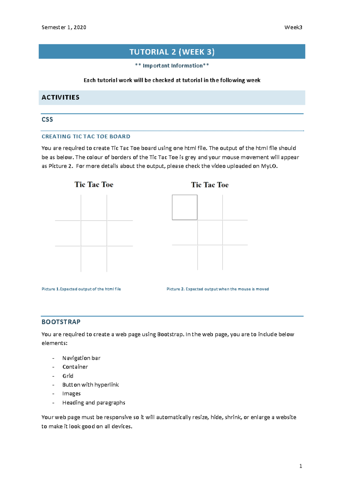 Tute02 - CSS & Bootstrap - Semester 1, 2020 Week 3 1 TUTORIAL 2 (WEEK 3 ...
