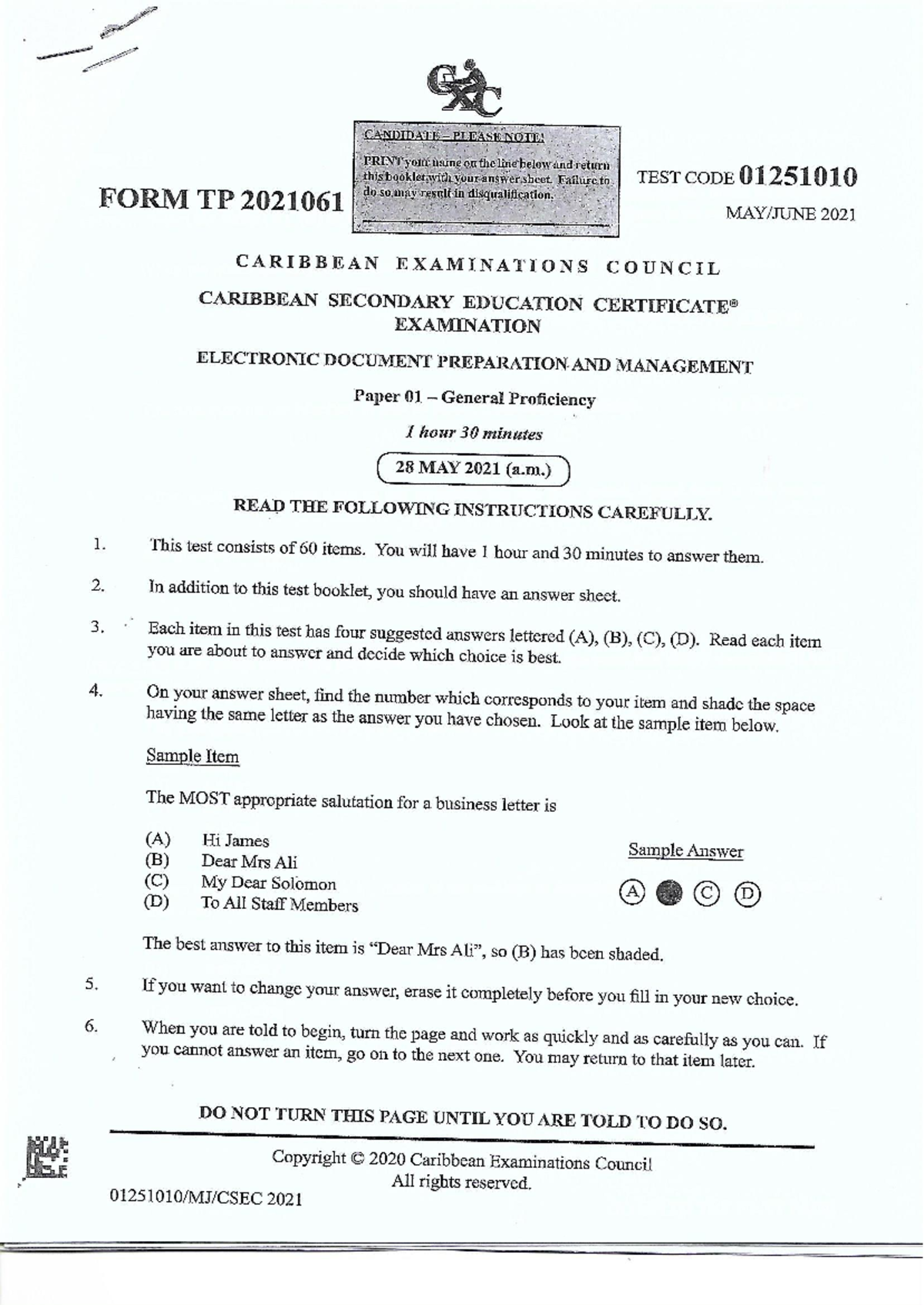 EDPM - May - June 2021 [Paper 1] - EET 210 - Studocu