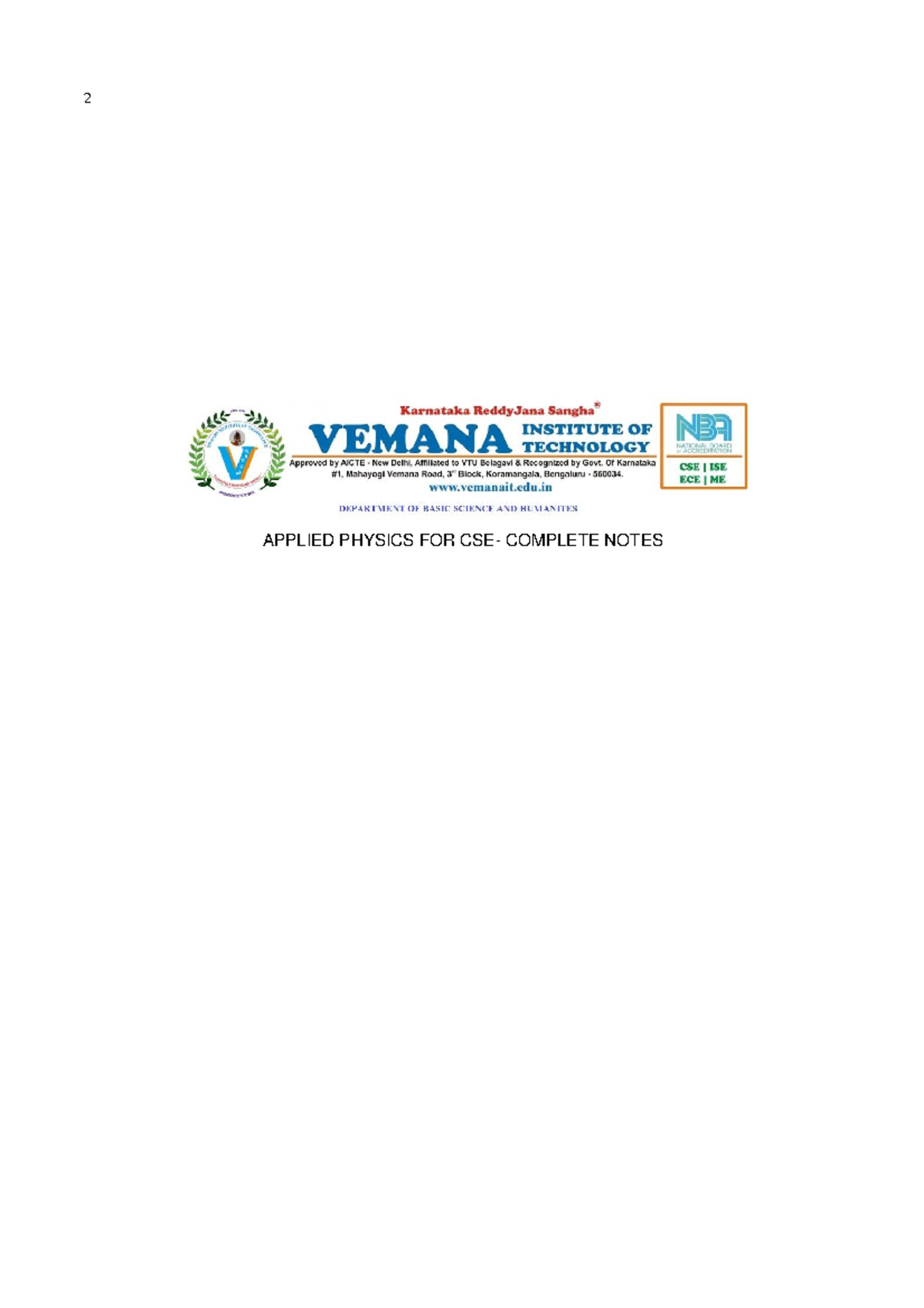 Applied Physics For Cse Stream Complete Notes 2 Applied Physics For Cse Complete Notes