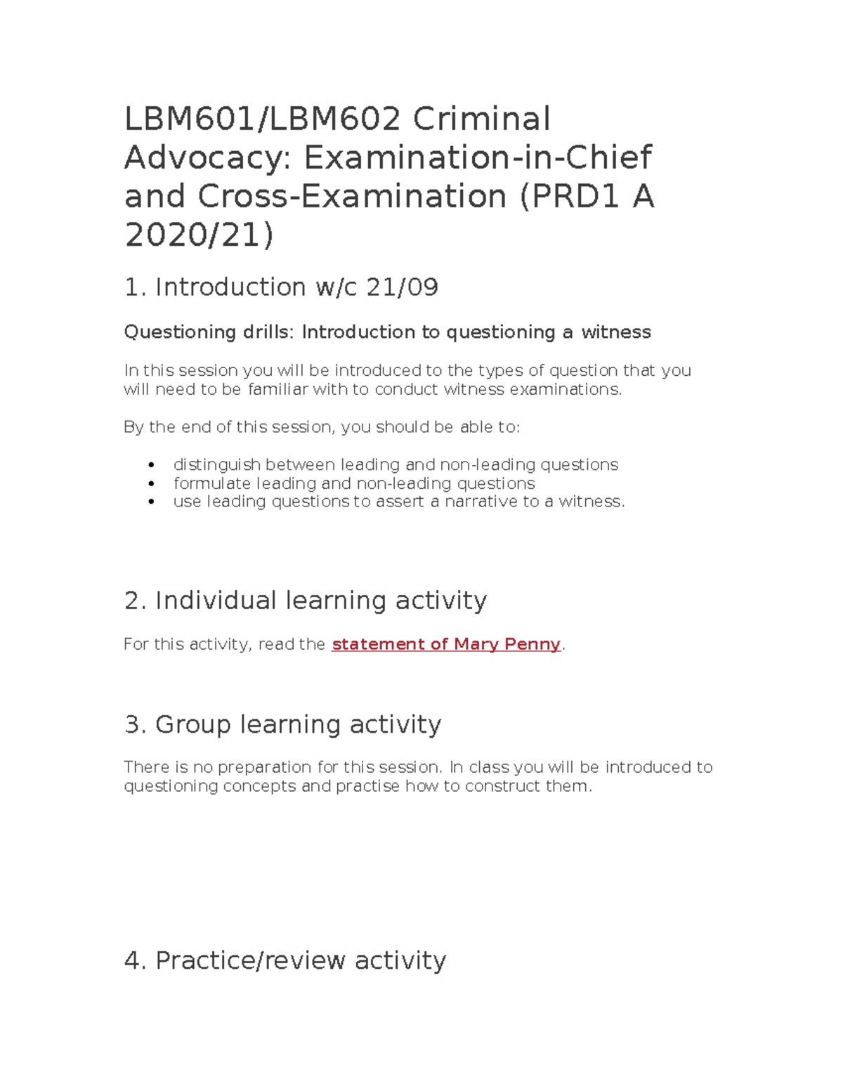 Cross examination - lecture notes - BPP - Studocu