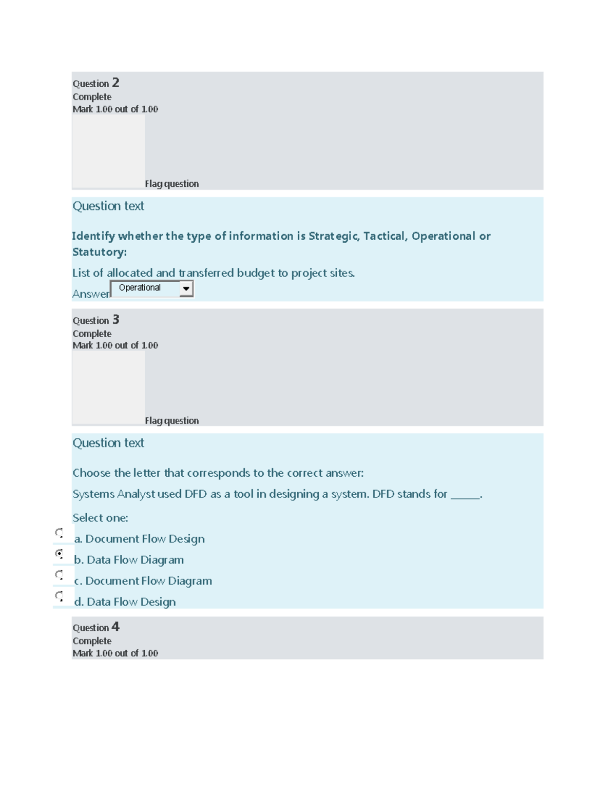 SADD - answerkeys - Question 2 Complete Mark 1 out of 1. Flag question ...