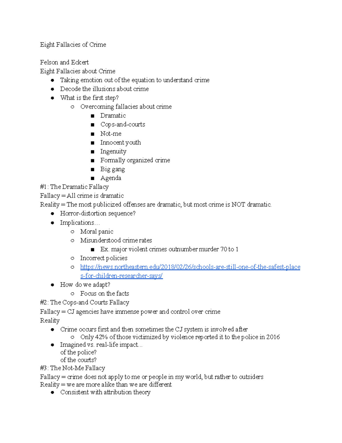 Eight Fallacies of Crime - Eight Fallacies of Crime Felson and Eckert ...