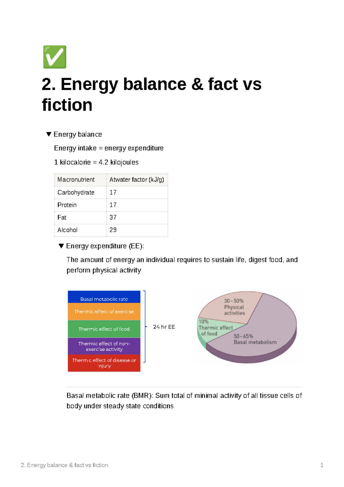 Lecture 2 Notes - Energy balance & fact vs fiction 1 2. Energy balance ...