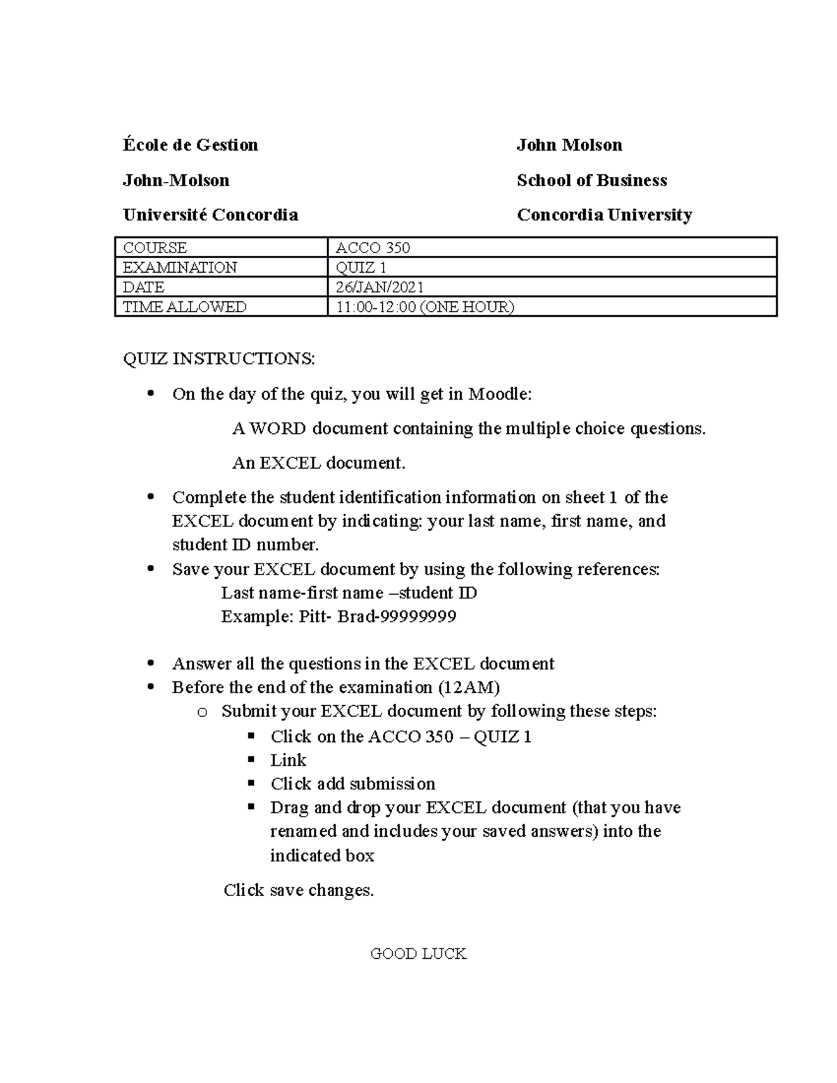 QUIZ 1 WORD Document - quiz 1 - École de Gestion John Molson John ...