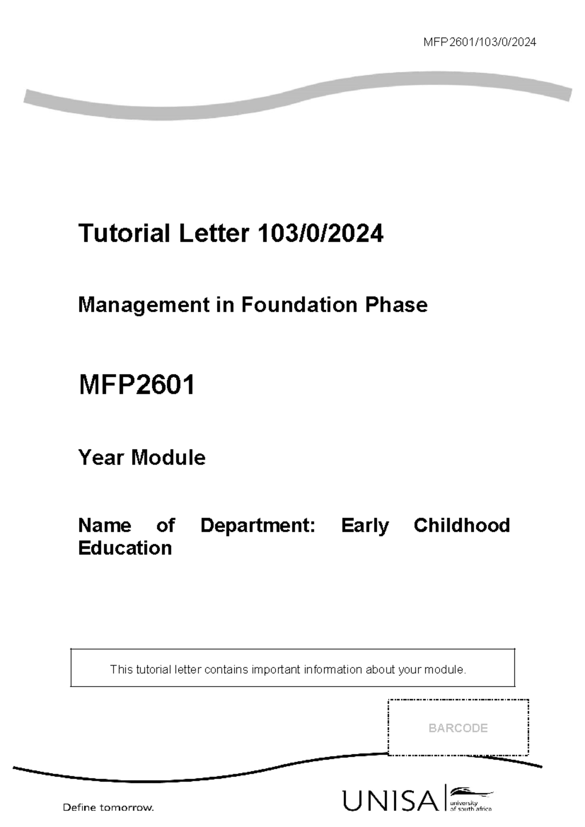 MFP2601 Assignment 2 - MFP2601/103/0/ Tutorial Letter 103/0/ Management ...