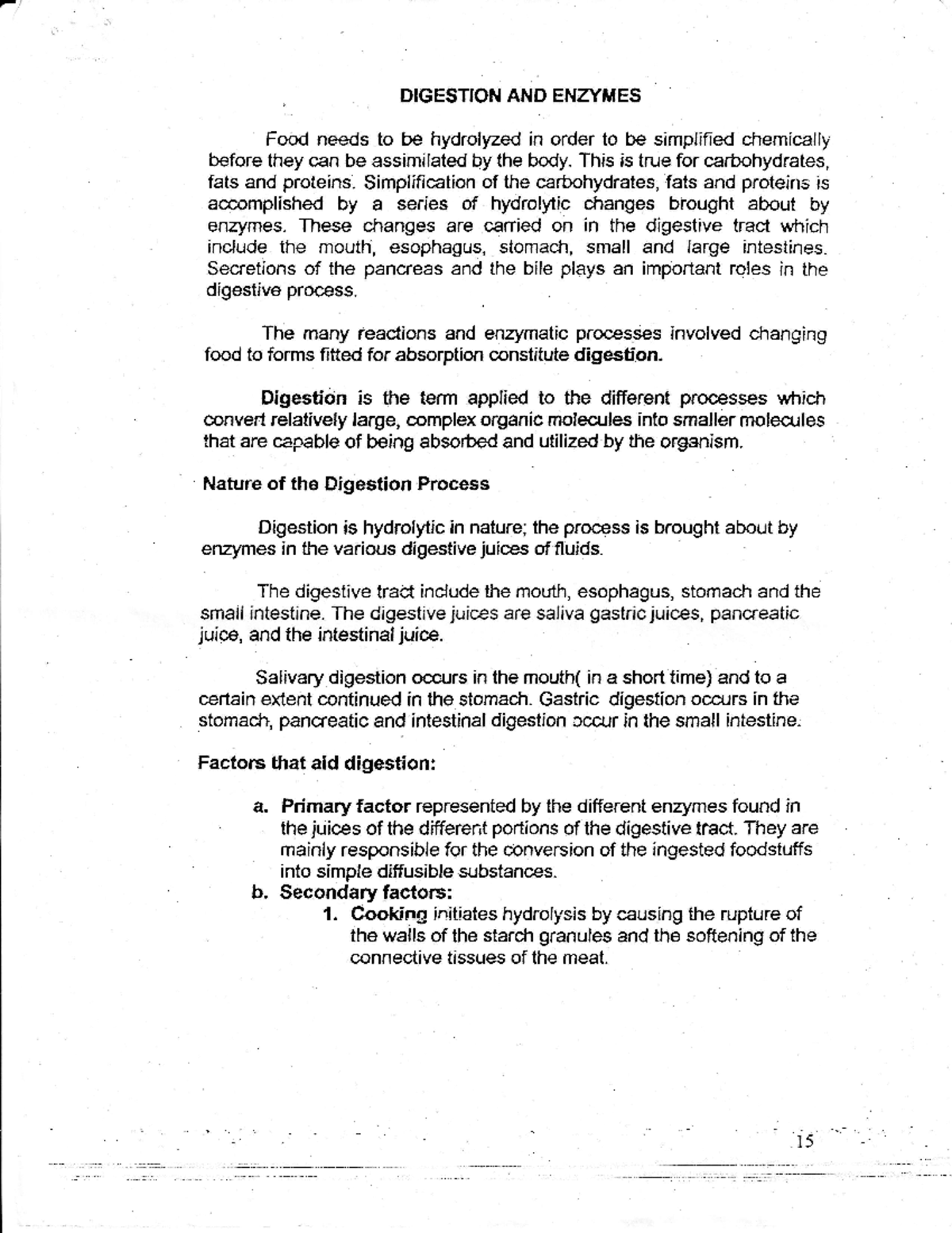 Digestion AND Enzymes - lecture notes and various examples - l-/ i ...