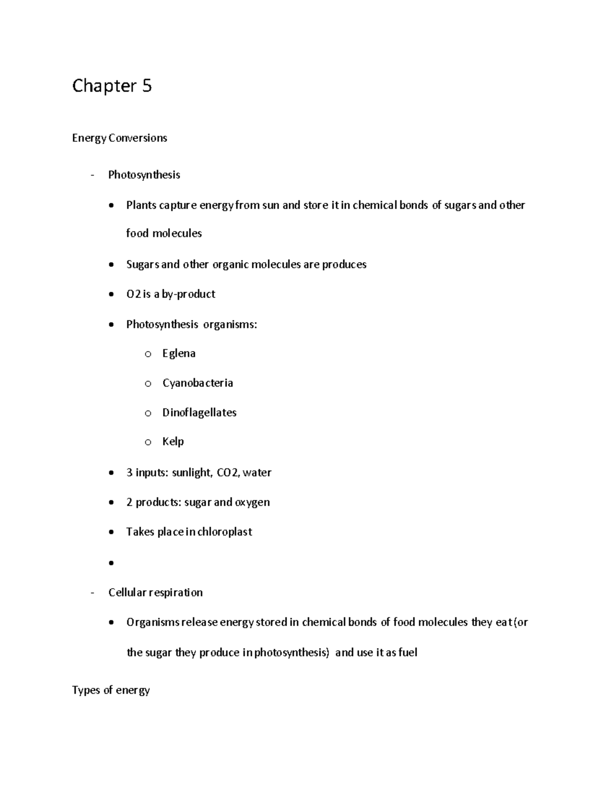 Biology Chapter 5 - Chapter 5 Energy Conversions Photosynthesis Plants ...