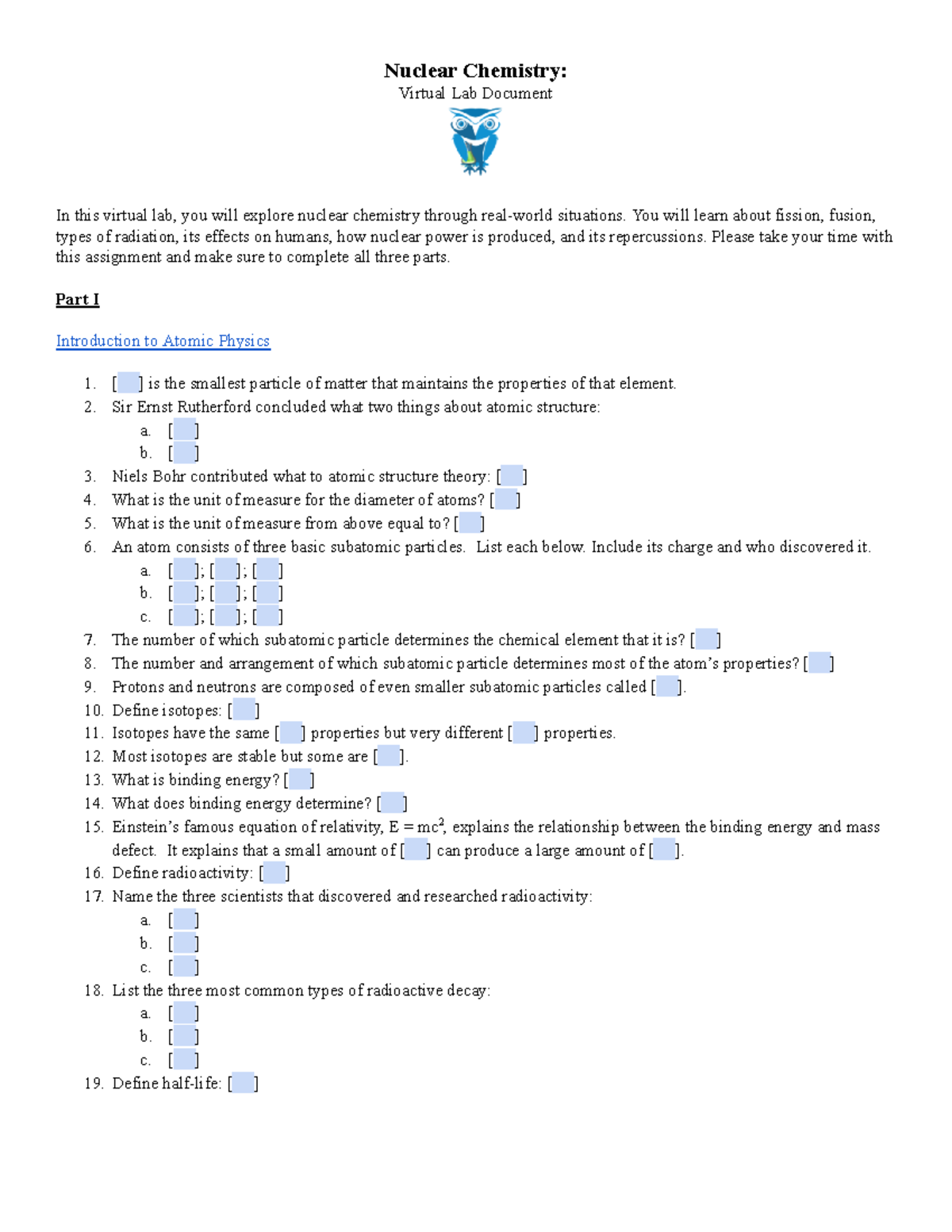 Copy of Nuclear Chemistry Virtual Lab - Nuclear Chemistry: Virtual Lab ...