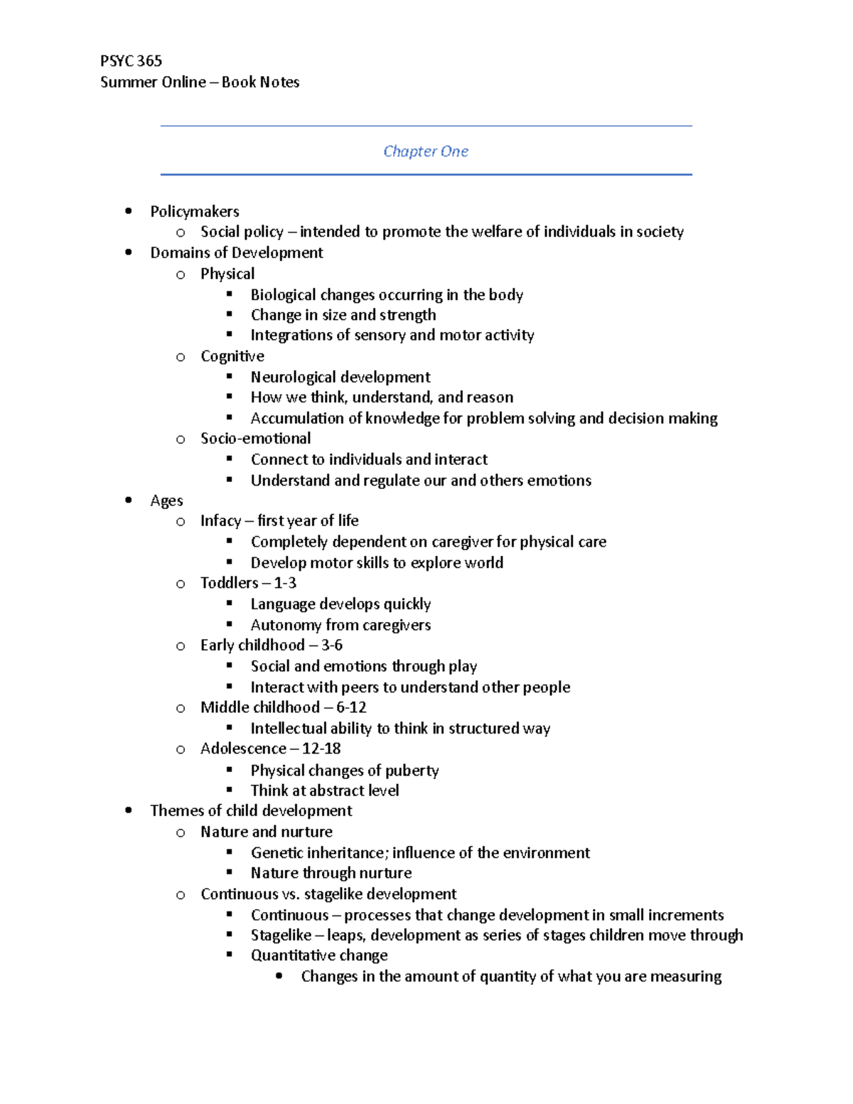 Book notes - Summary Developmental Psyc - Summer Online – Book Notes ...