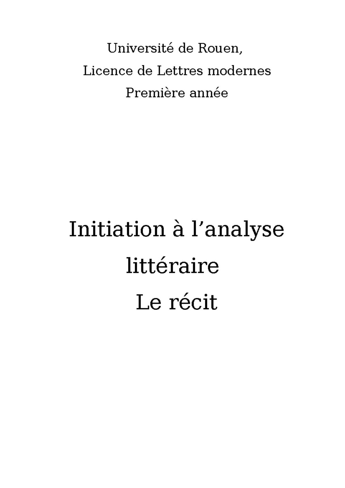 Initiation à lanalyse littéraire première partie revue - Université de ...