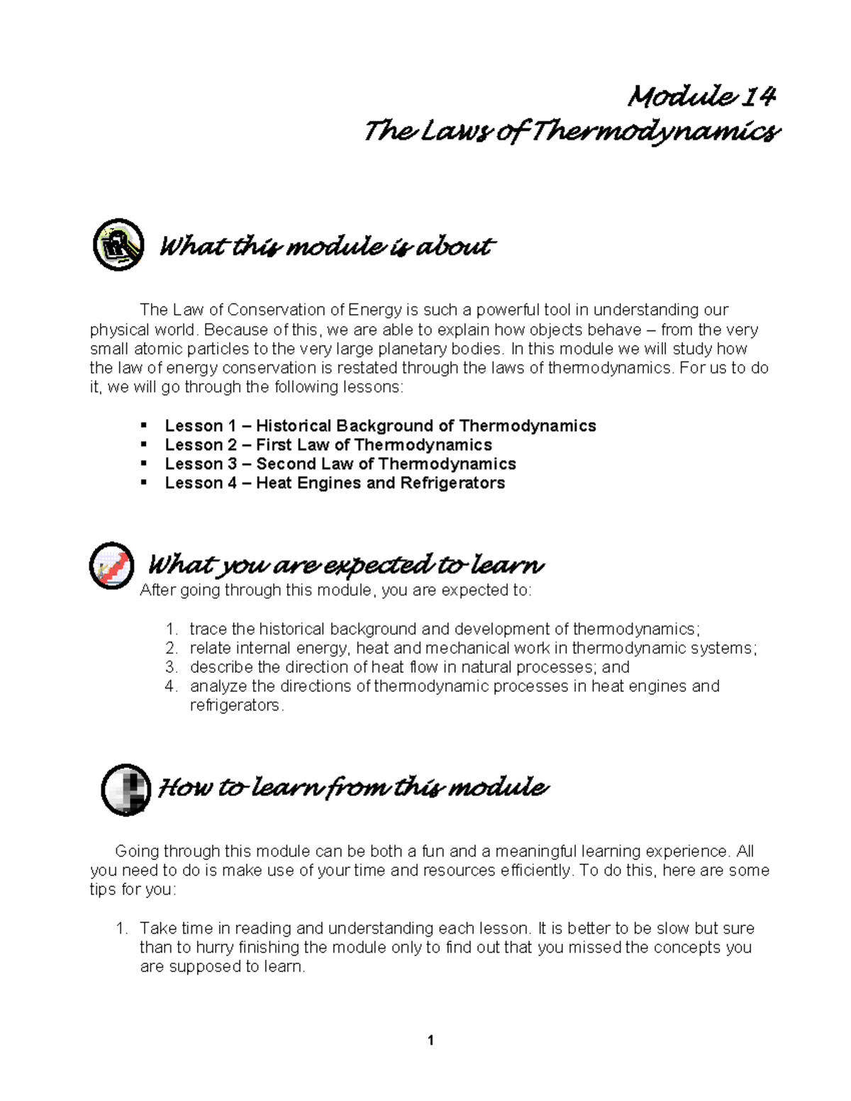 Module 14 Thermodynamics - Module 14 The Laws of Thermodynamics What ...