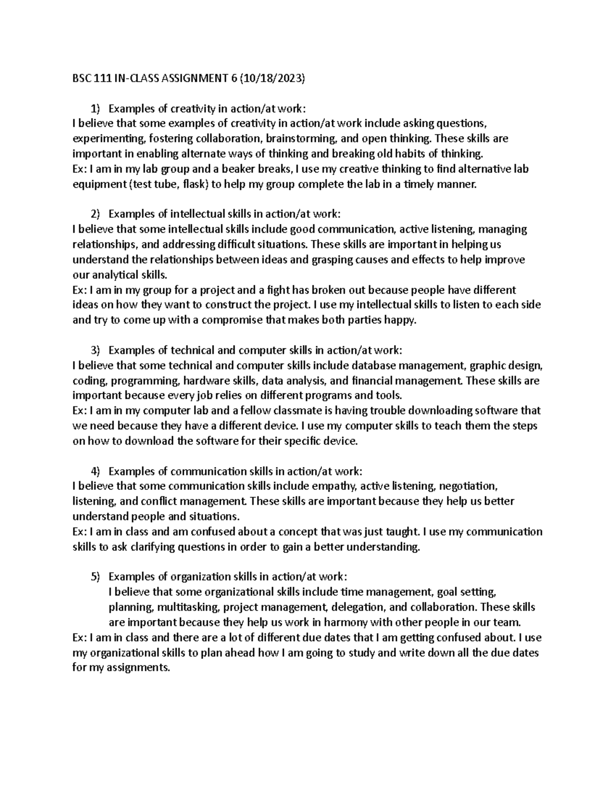 Assignment 6 - basically she asked us to write so i wrote - BSC 111 IN ...