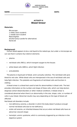 ACT - laboratory activity - Cell and Molecular Biology - NAME