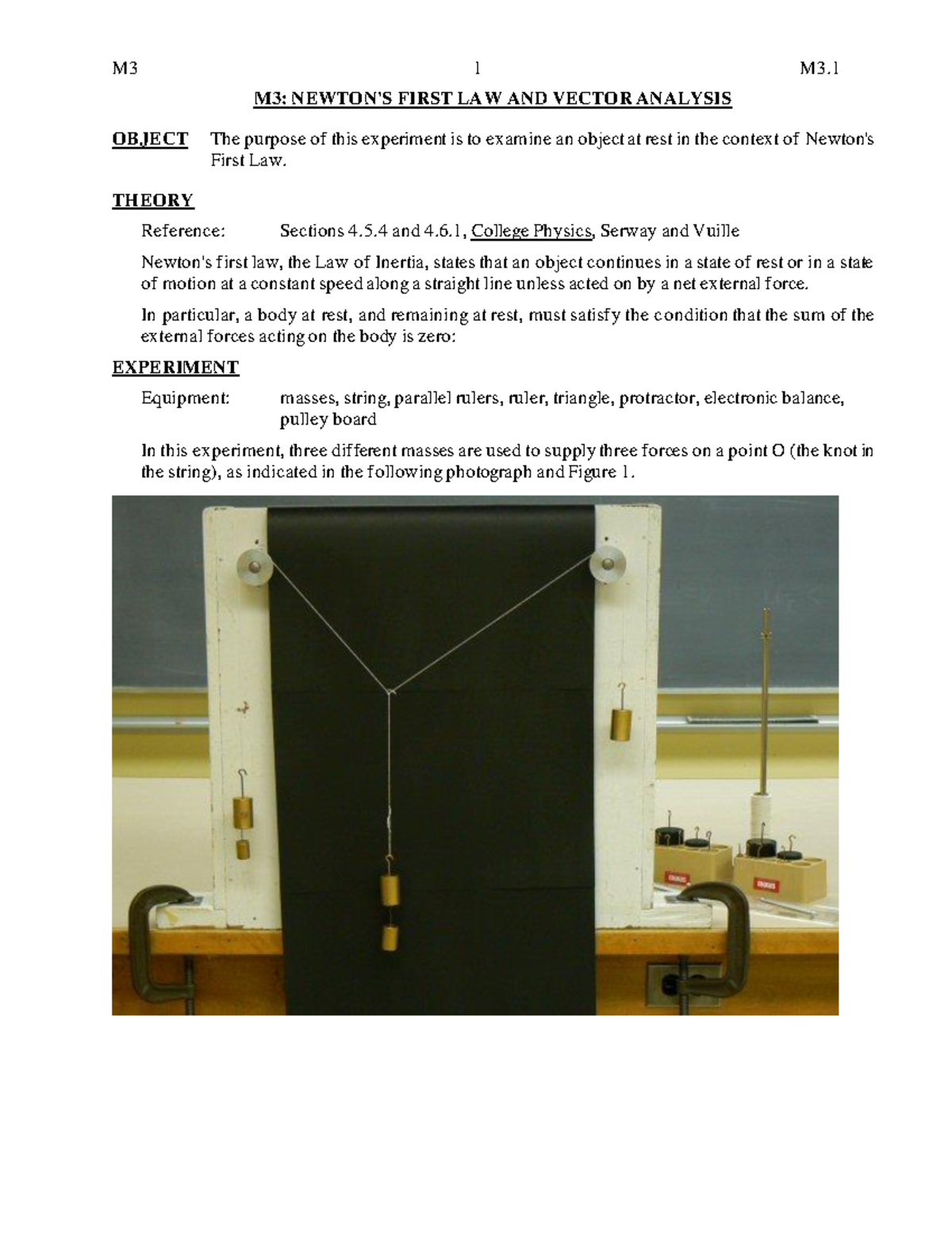 Phys 115 M3 Lab Manual Spring 2022 BZ edits - M3: NEWTON'S FIRST LAW ...