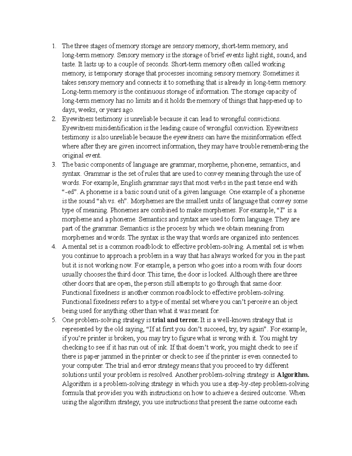 Module 3 Assignment - The three stages of memory storage are sensory ...