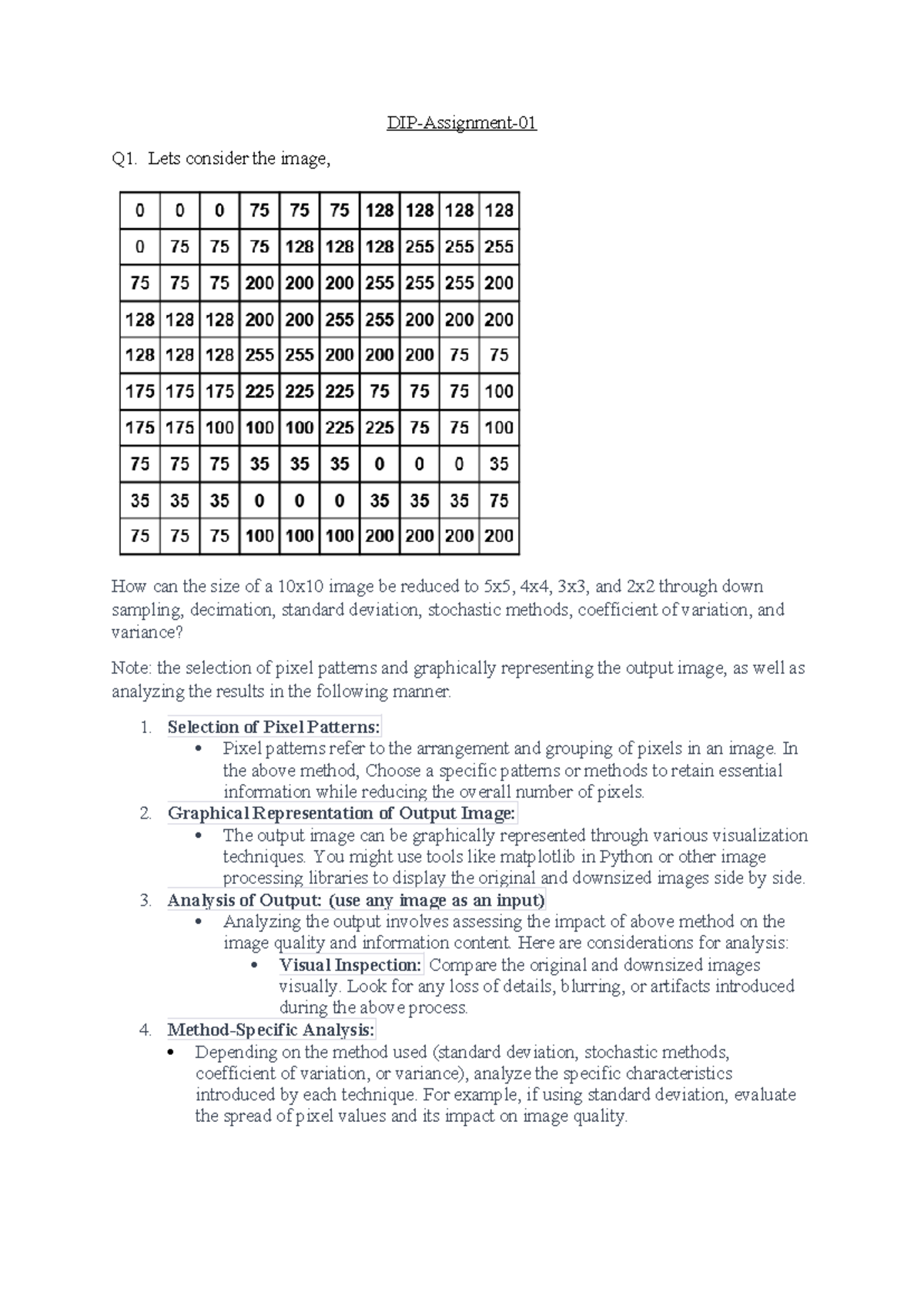 DIP-assignment-01 - Assignment on image downsampling, decimation - DIP-Assignment- Q1. Lets ...