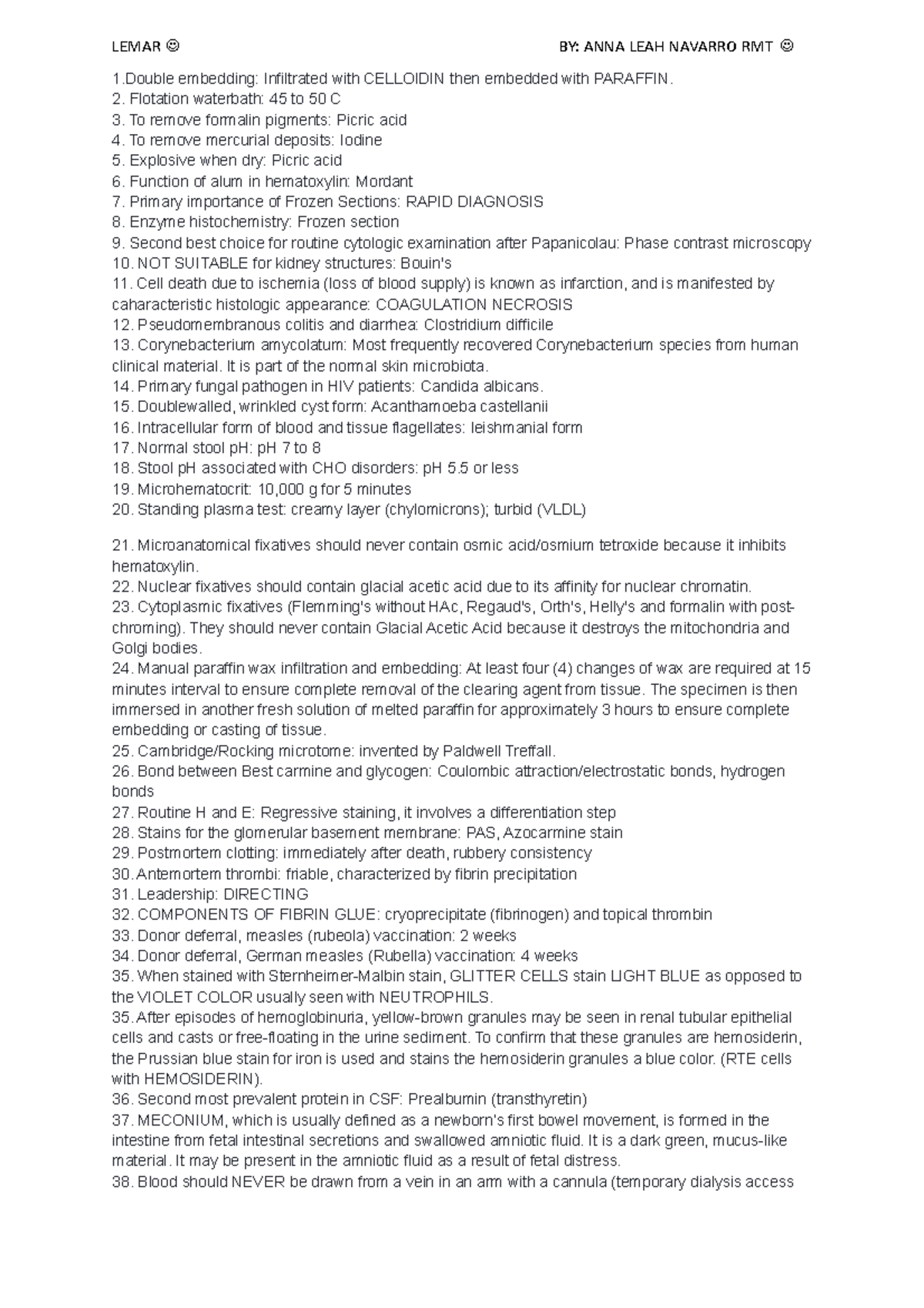 433996690 Med Tech Recall Notes - 1 embedding: Infiltrated with ...