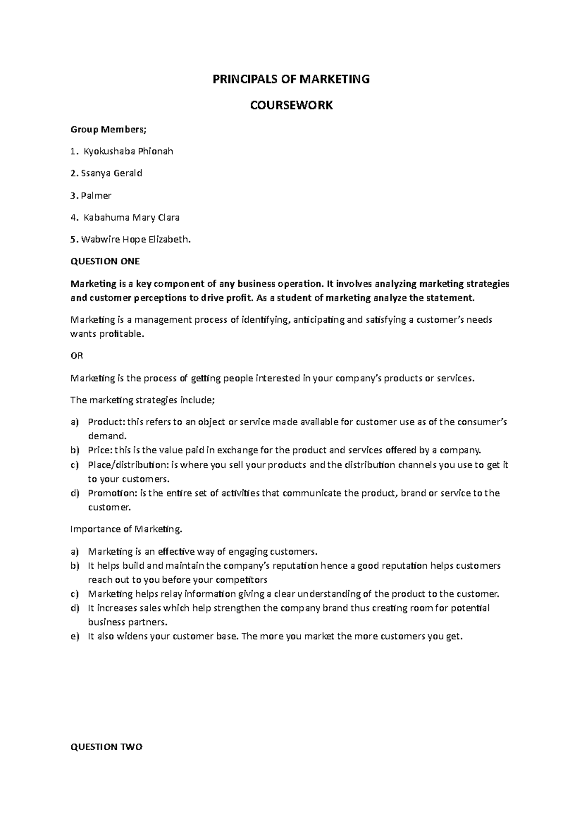 Marketing Course Work - My lecture notes - PRINCIPALS OF MARKETING ...