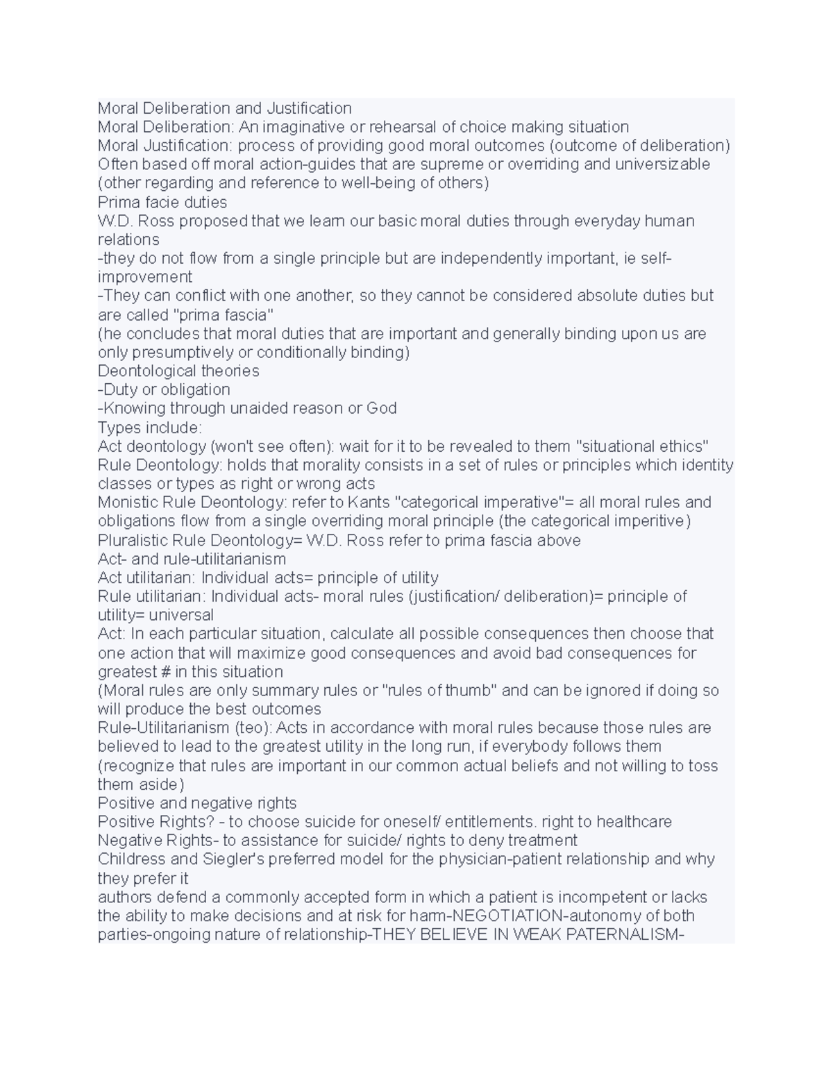 Health Ethics Study Guide - Moral Deliberation and Justification Moral ...