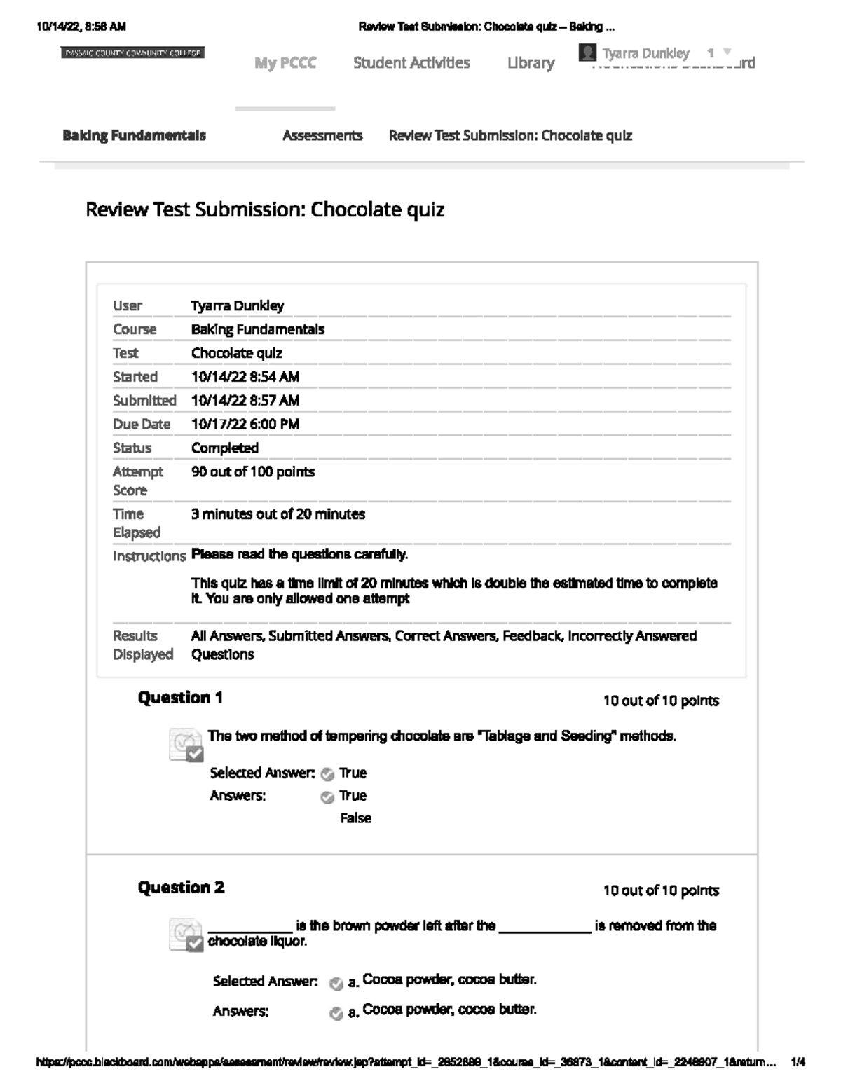 Chocolate quiz - BB test - PA 114 - Studocu