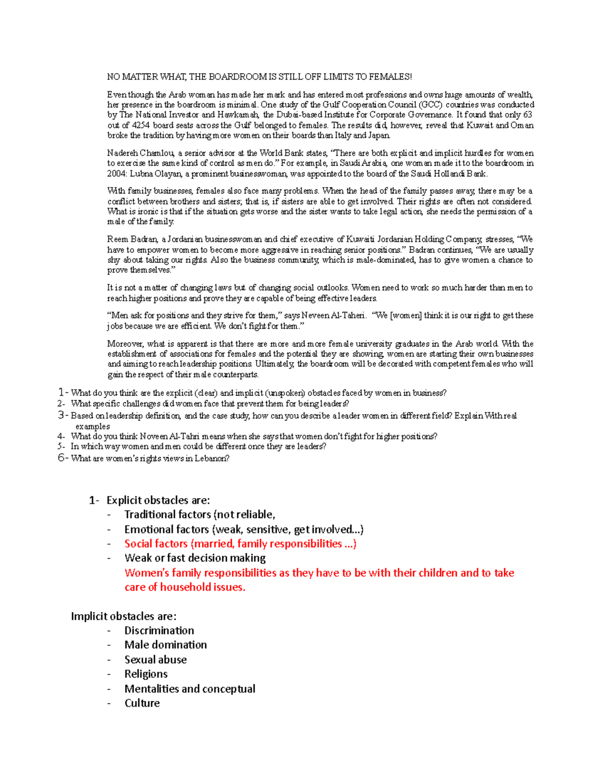 Case study leadership example - NO MATTER WHAT, THE BOARDROOM IS STILL ...