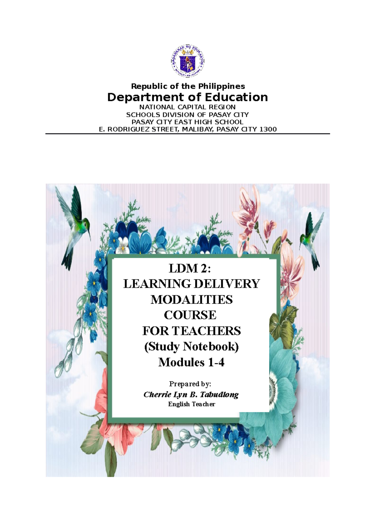 Tabudlong - Study Notebook - Republic of the Philippines Department of ...