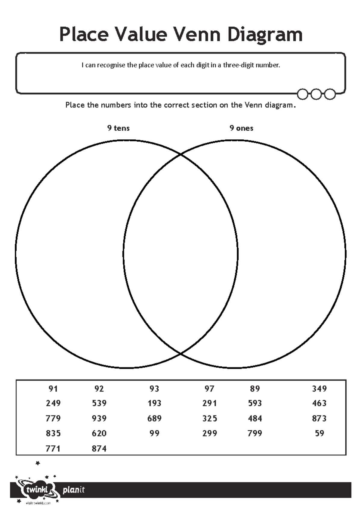 9 Circle Venn Diagram Template - Maths | Year 3 | Number and Place ...